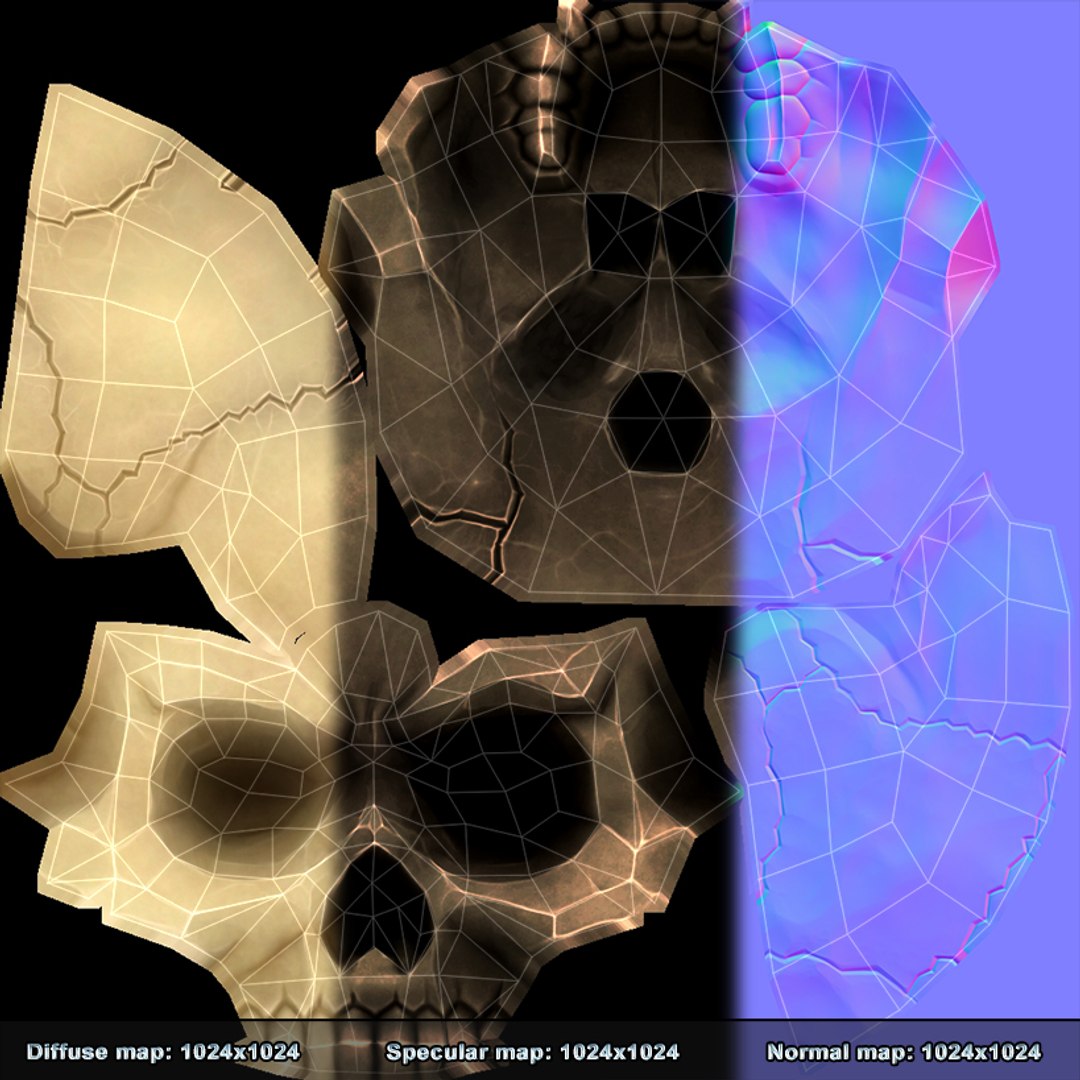 3d Model Low-poly Cartoon Skull