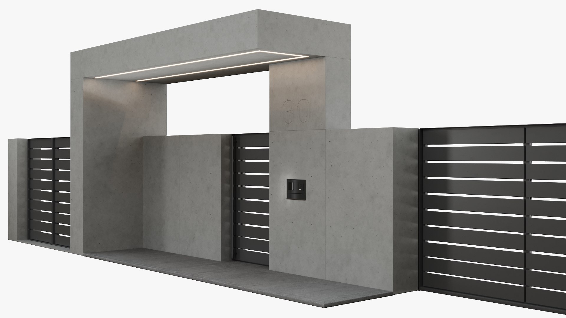 3D Minimalist fence entrance - TurboSquid 2180960