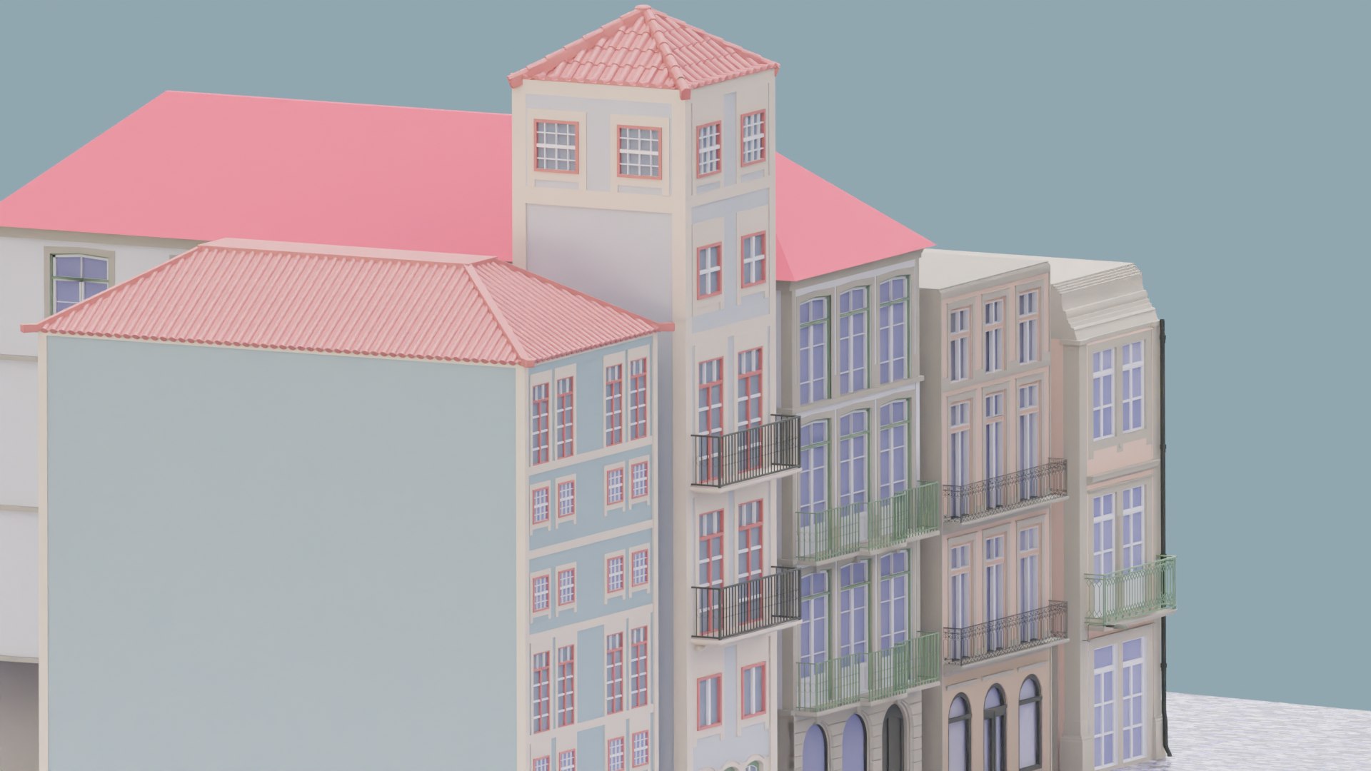 Portuguese Style Buildings 3D Model - TurboSquid 2187332