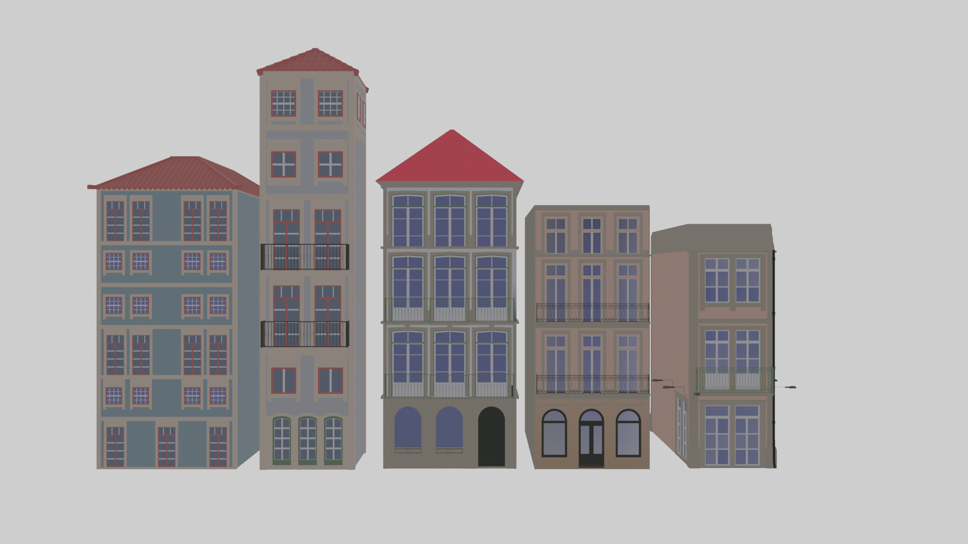 Portuguese Style Buildings 3D Model - TurboSquid 2187332