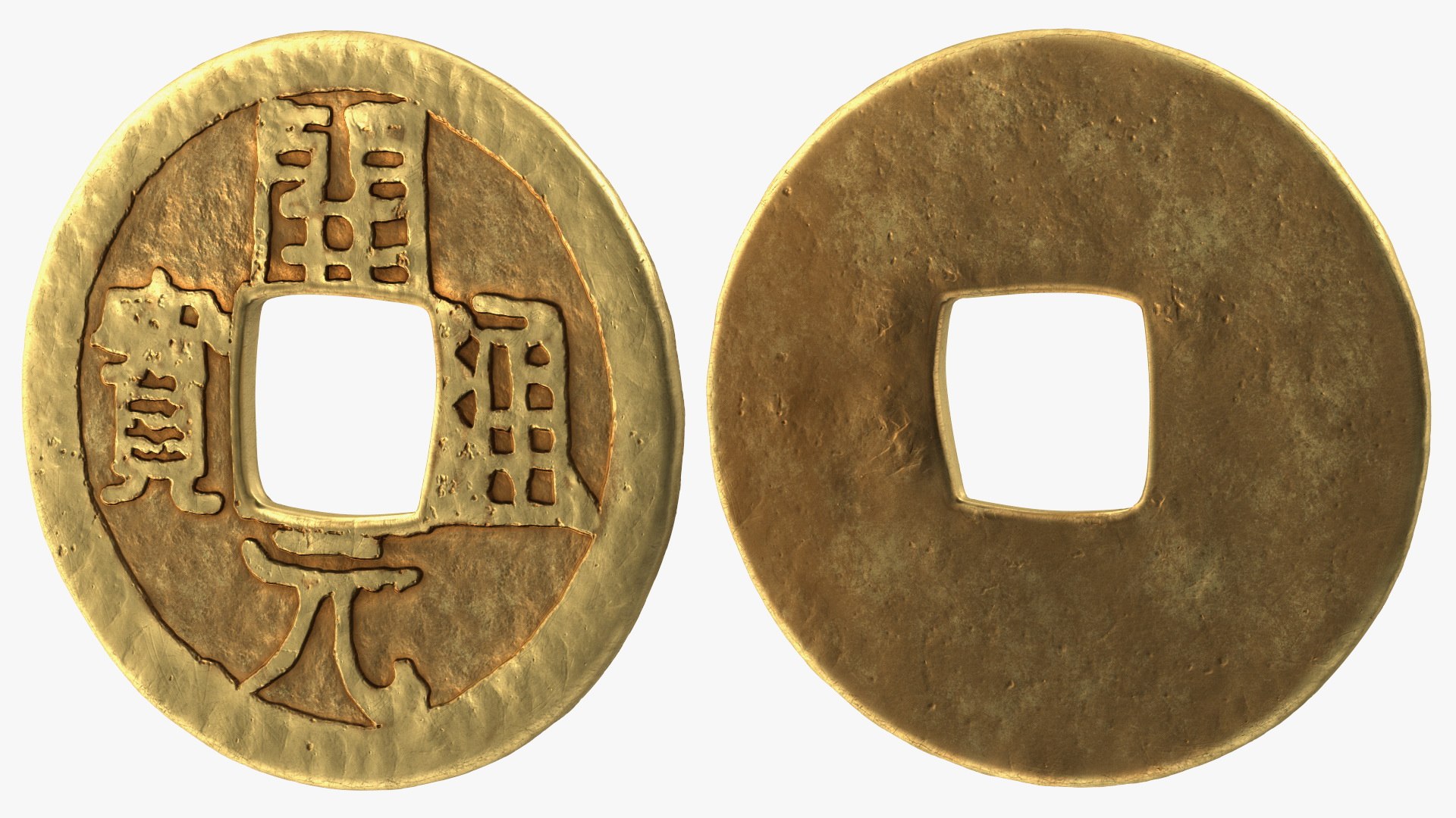 3D Chinese Gold Coin Tang Dynasty Kai Yuan Tong Bao - TurboSquid 1769438