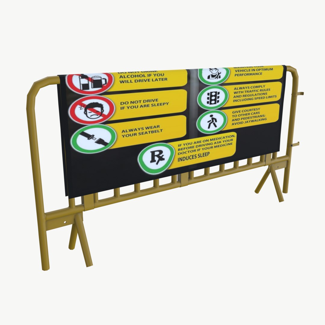 3D Barrier With Poster - TurboSquid 2349909