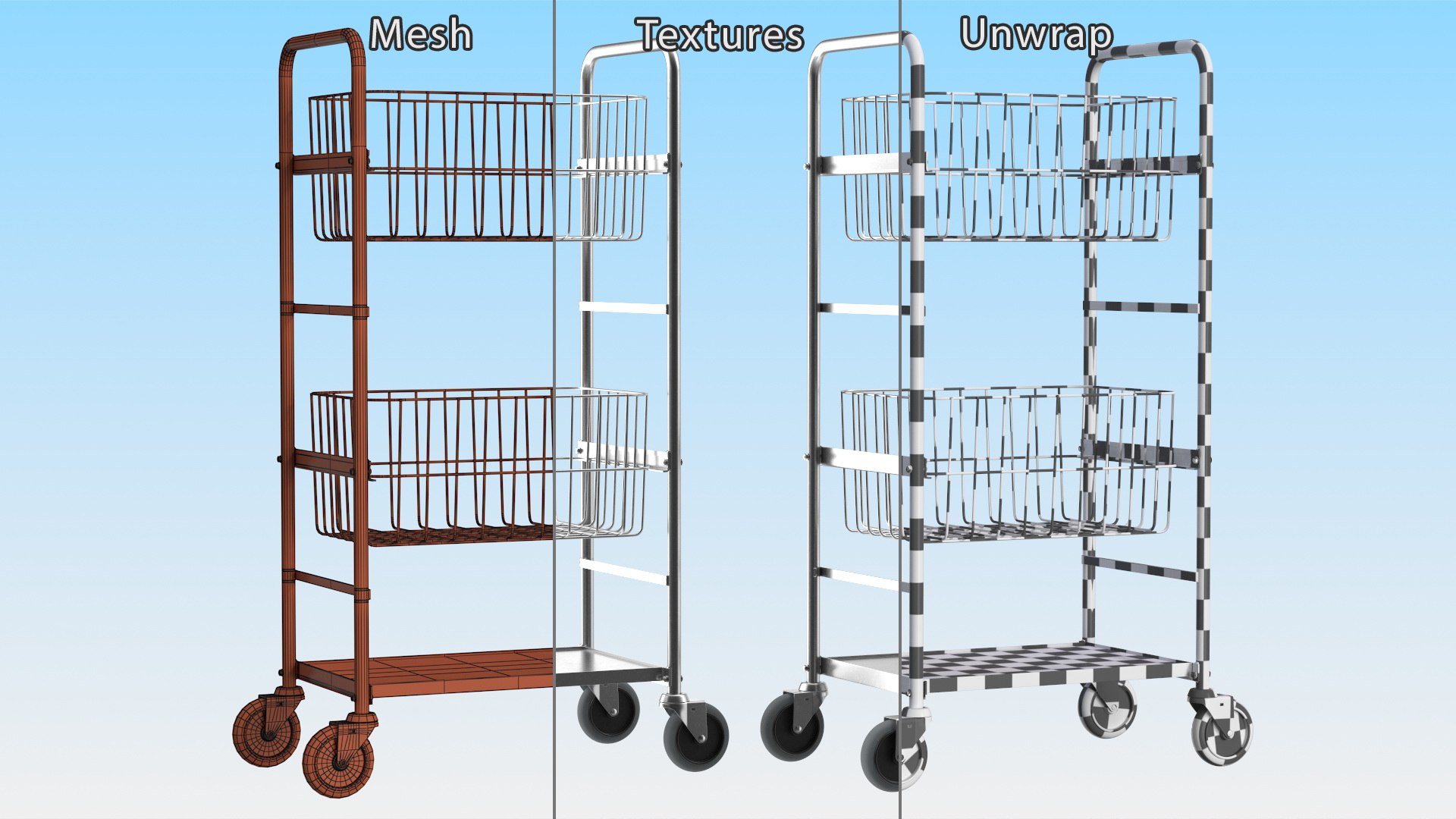 3D Steel Wire Basket Trolley - TurboSquid 1971276