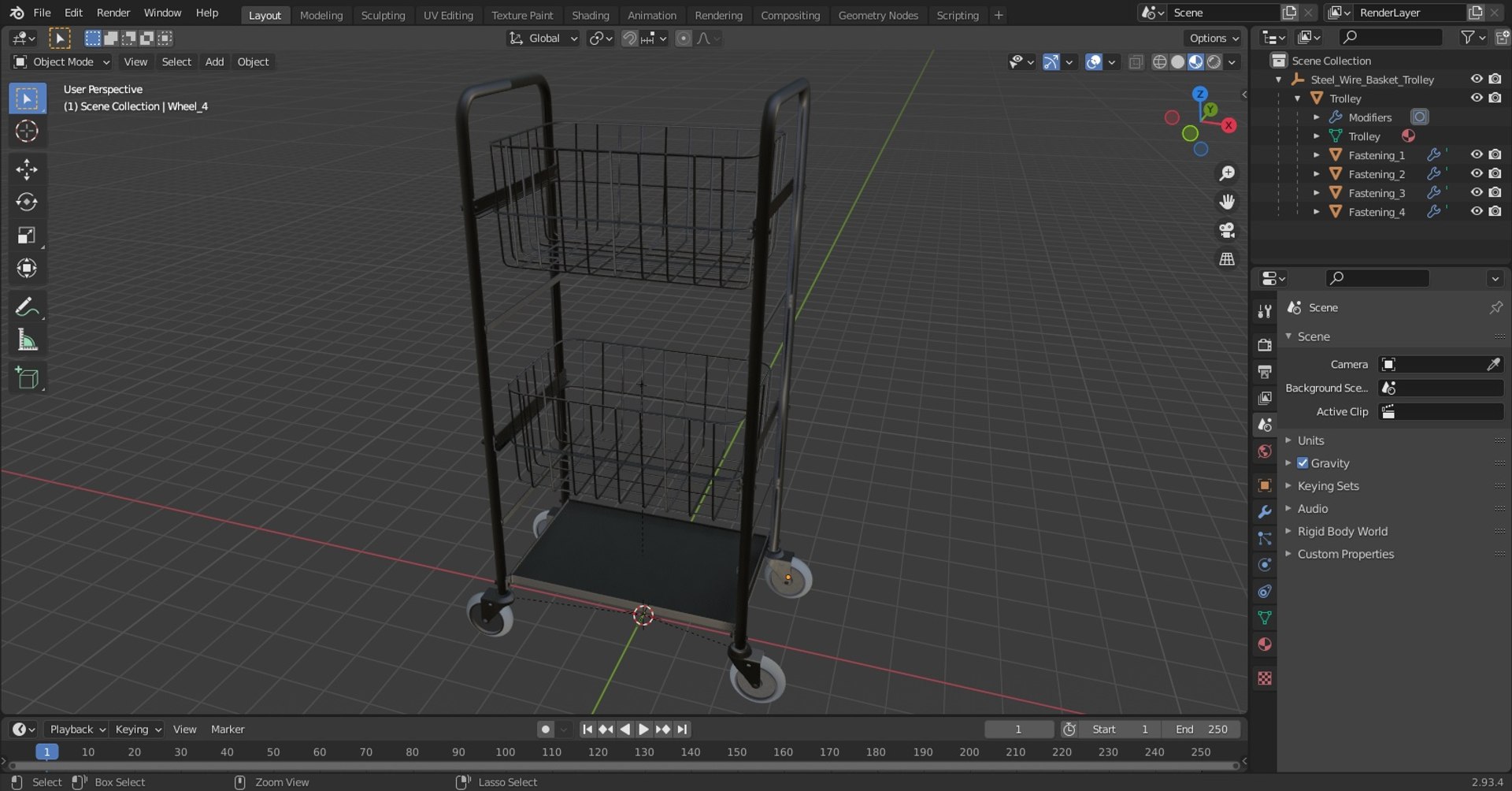 3D Steel Wire Basket Trolley - TurboSquid 1971276