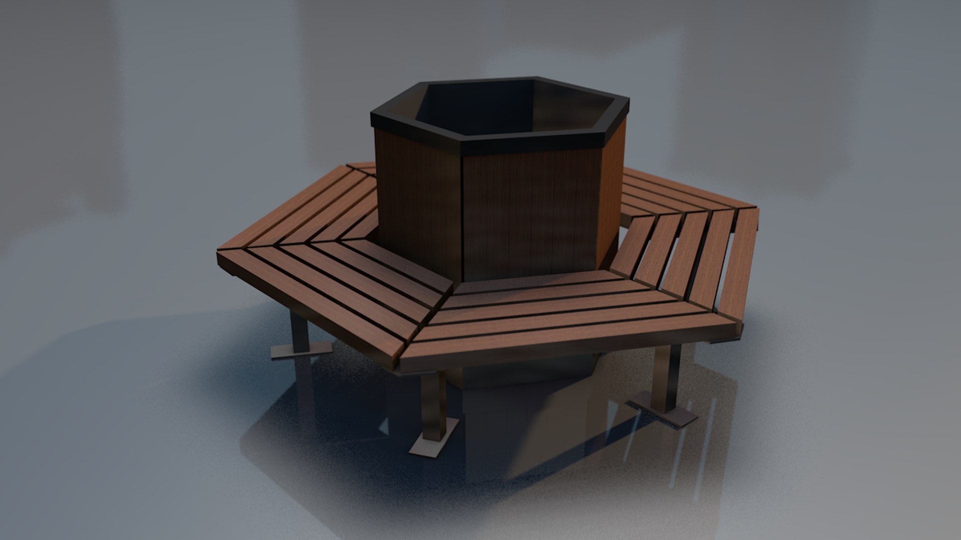 Hexagonal Garden Bench Model - TurboSquid 1475410