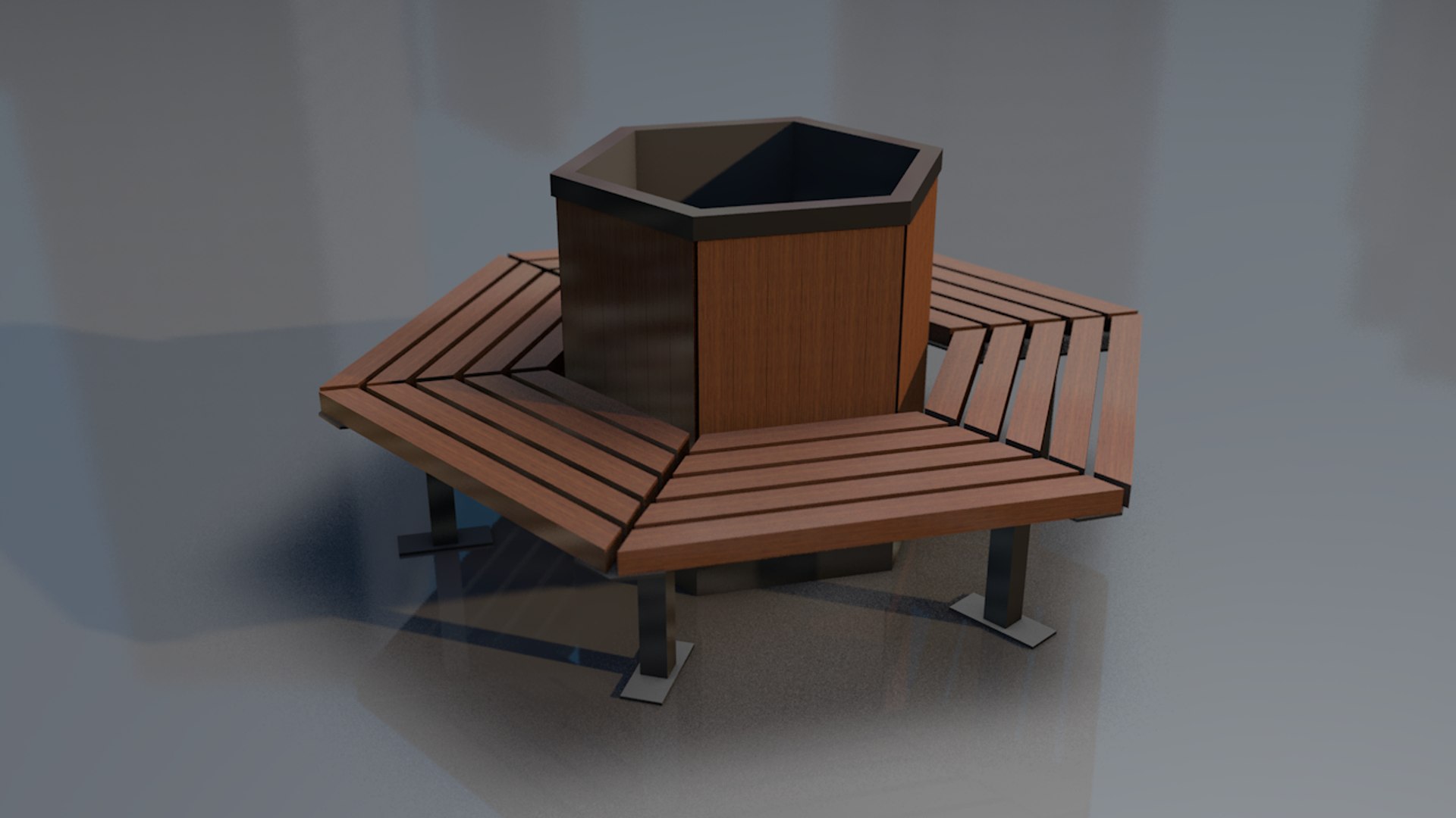 Hexagonal Garden Bench Model - TurboSquid 1475410