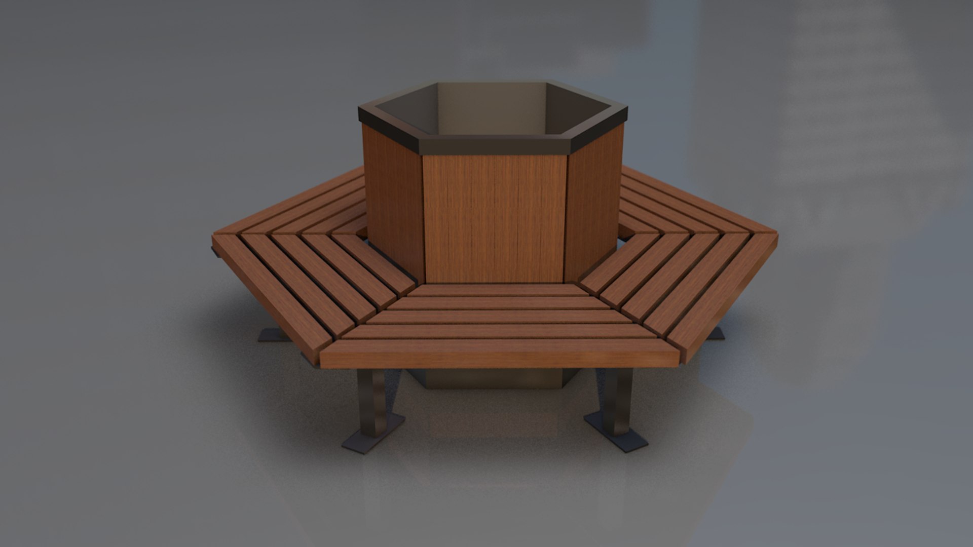 Hexagonal Garden Bench Model - TurboSquid 1475410