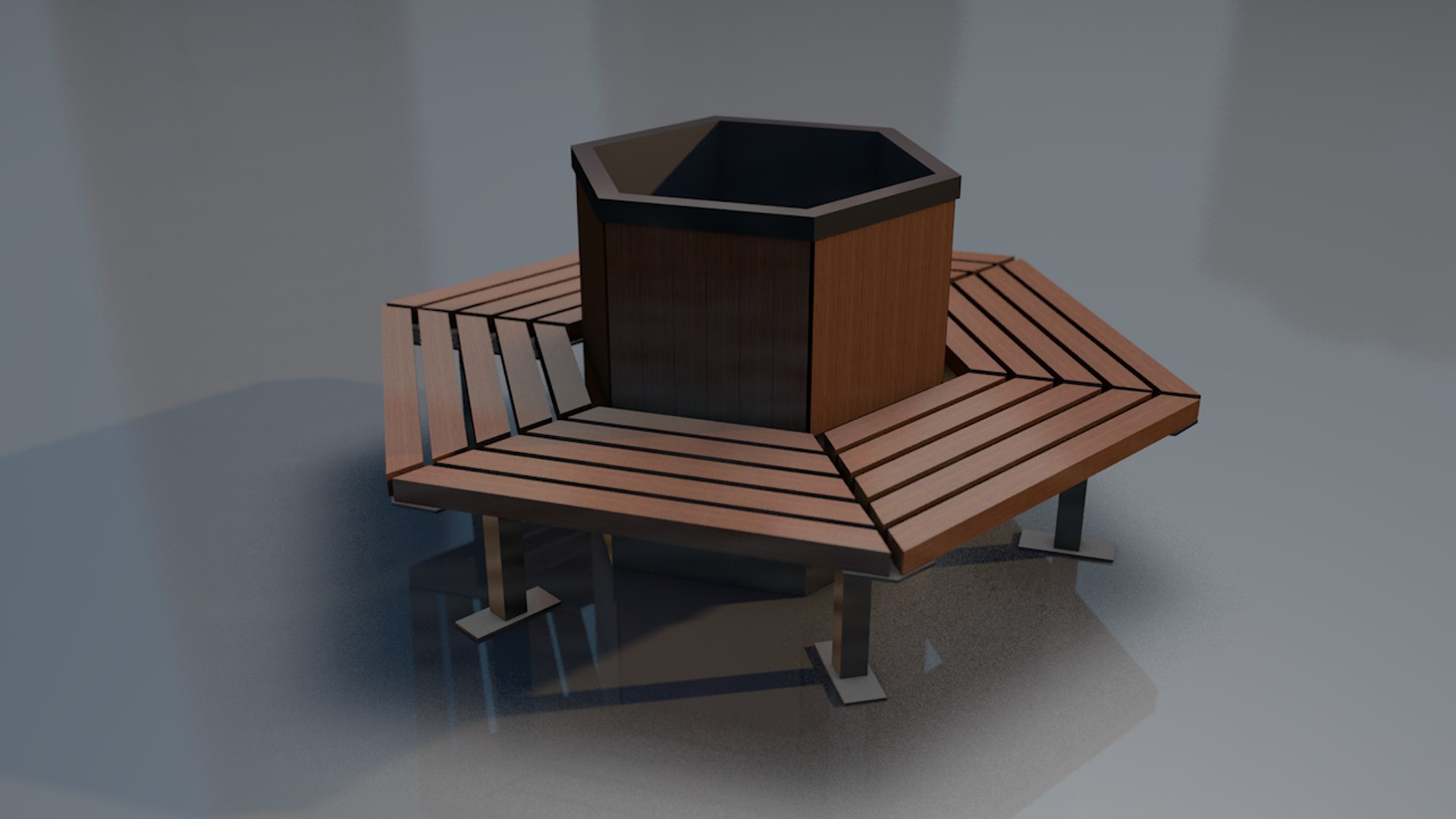 Hexagonal Garden Bench Model - TurboSquid 1475410