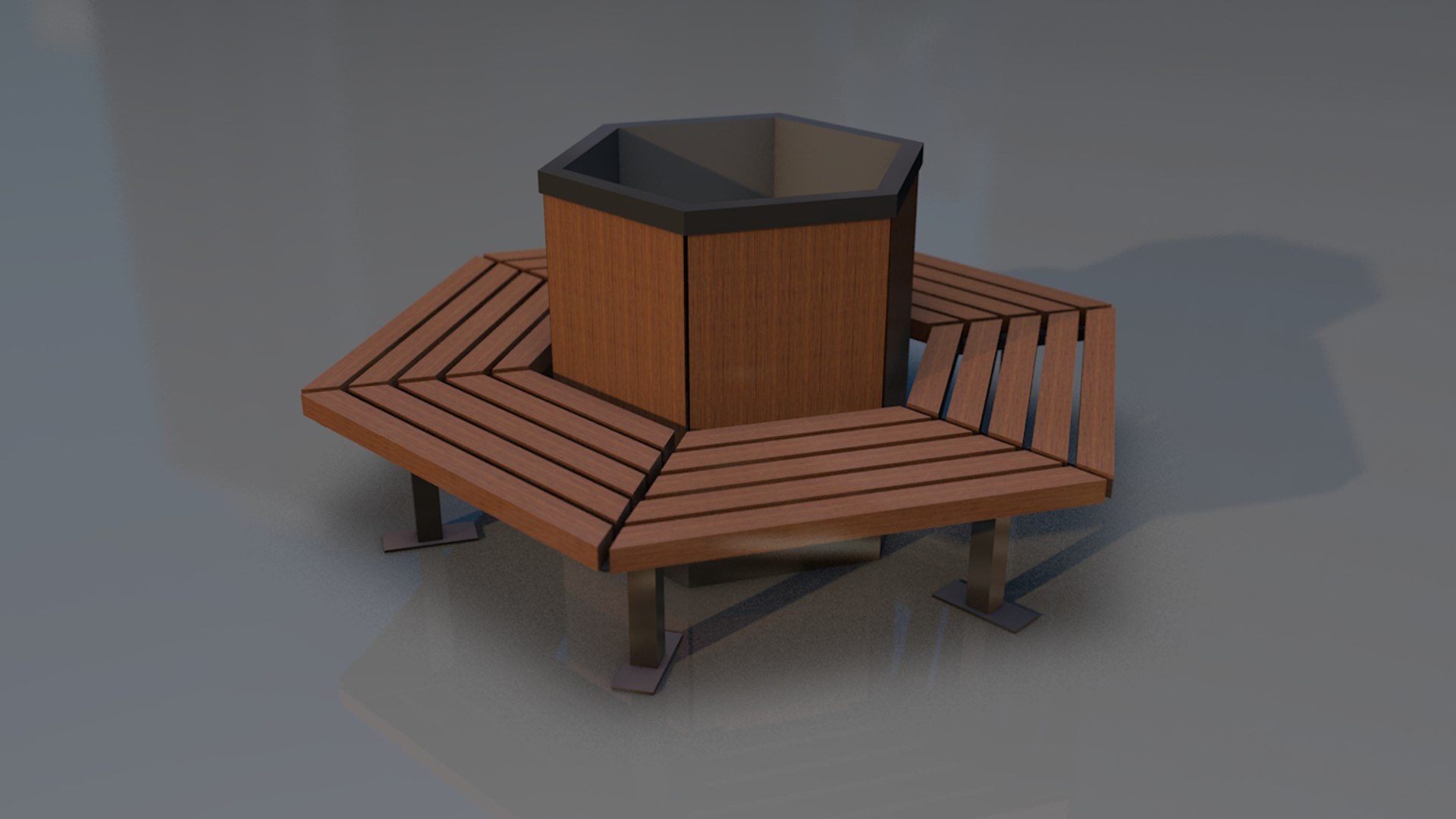 Hexagonal Garden Bench Model - TurboSquid 1475410