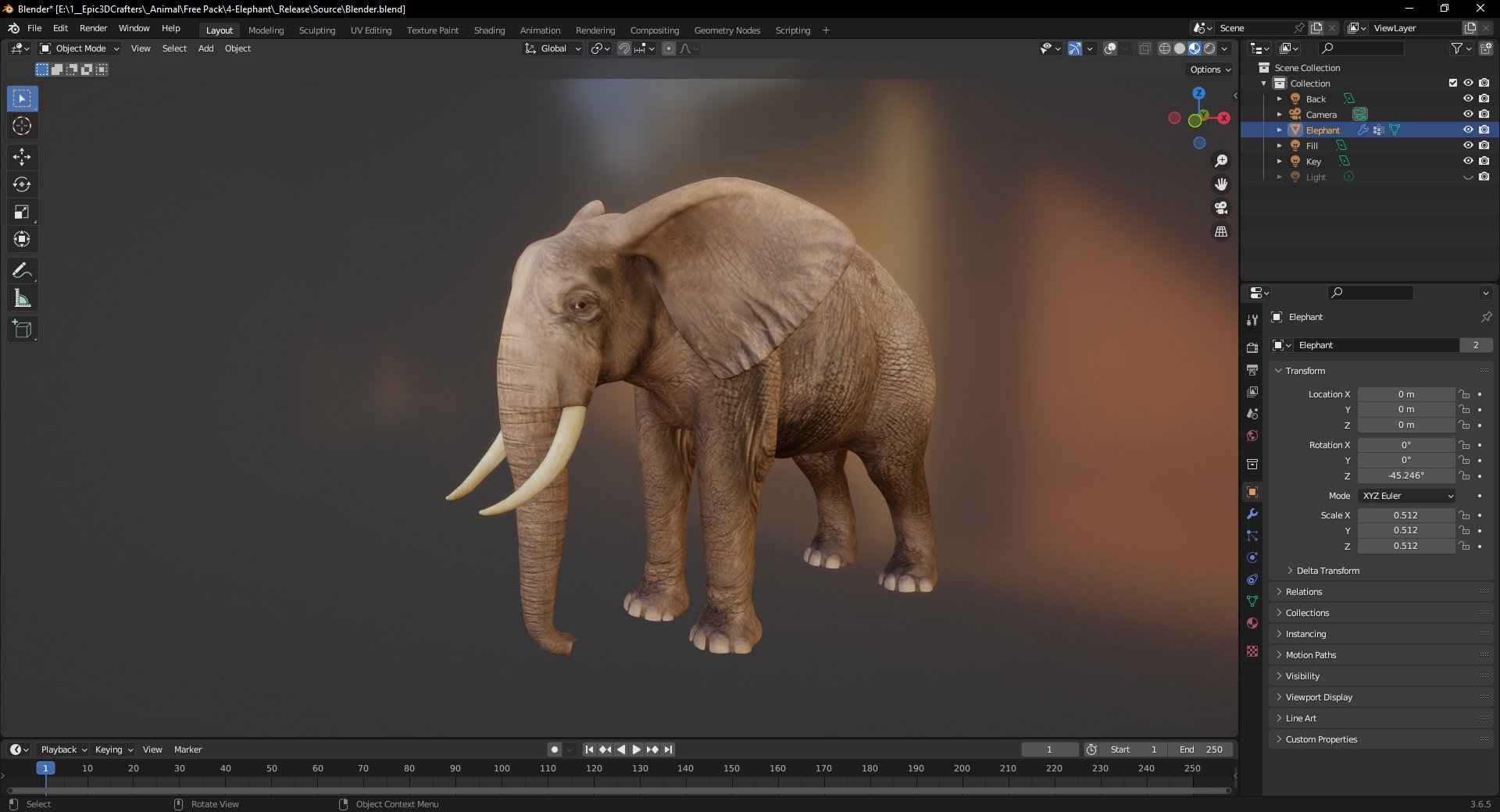 Free Elephant Free Elegance Safari Free Low-poly 3D Model 3D Model ...