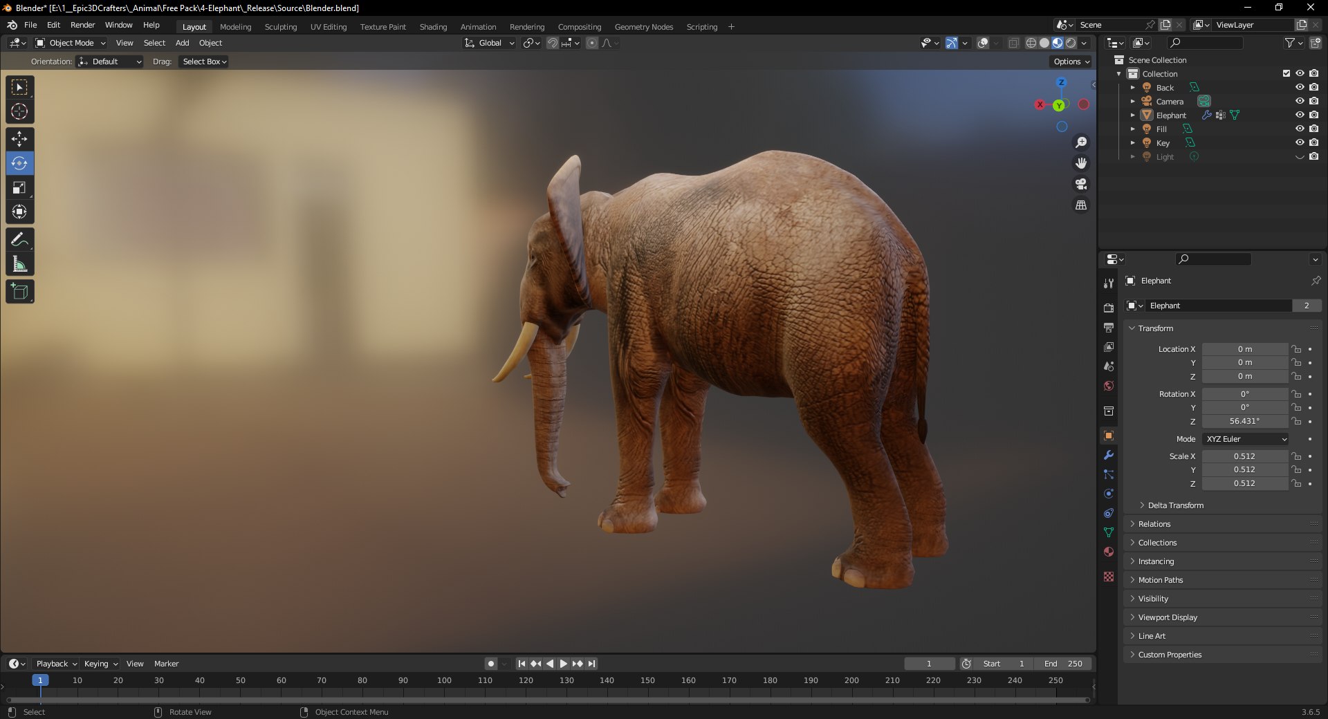Free Elephant Free Elegance Safari Free Low-poly 3D Model 3D Model ...