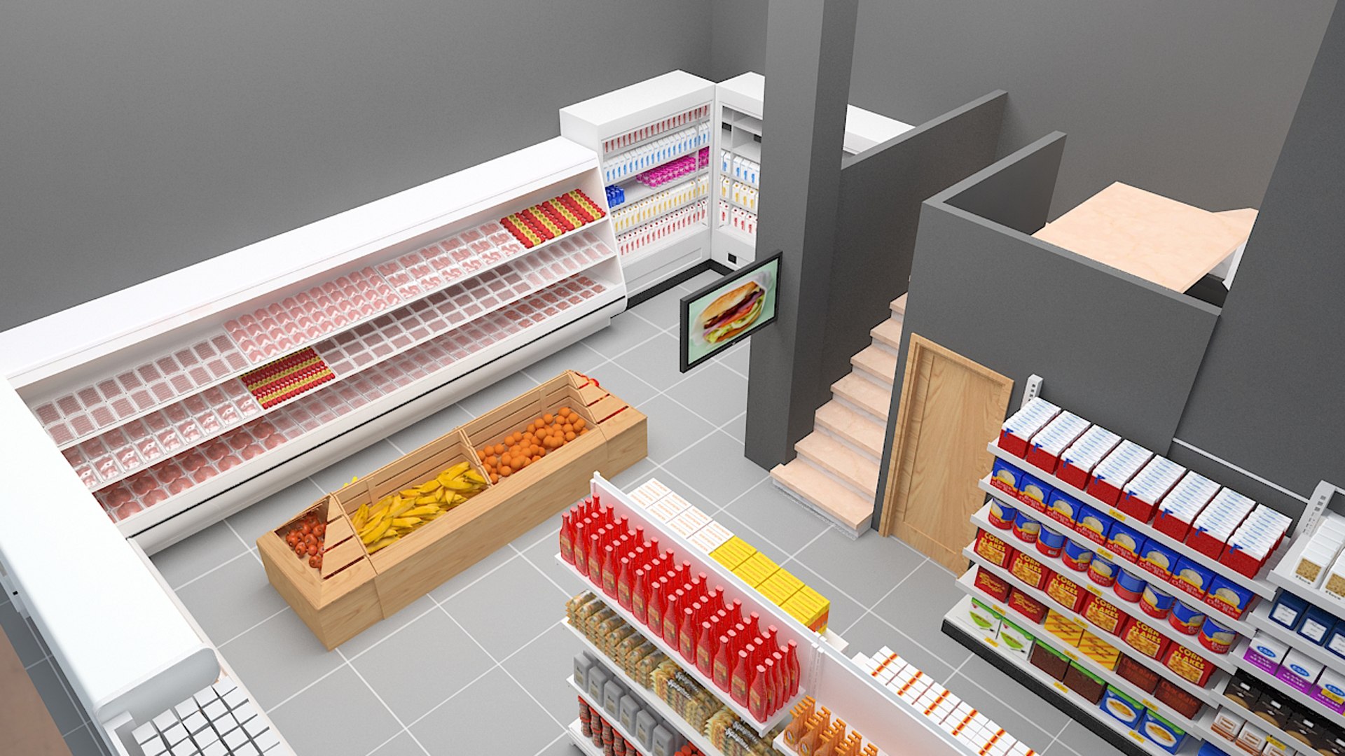 3D Supermarket 3d Model - TurboSquid 1935183
