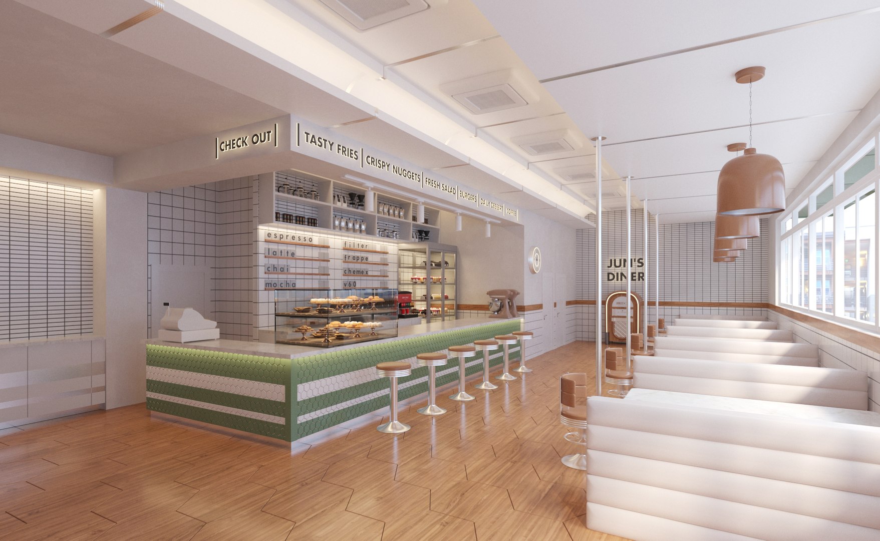 Modern Diner Exterior And Interior 3D - TurboSquid 2219914
