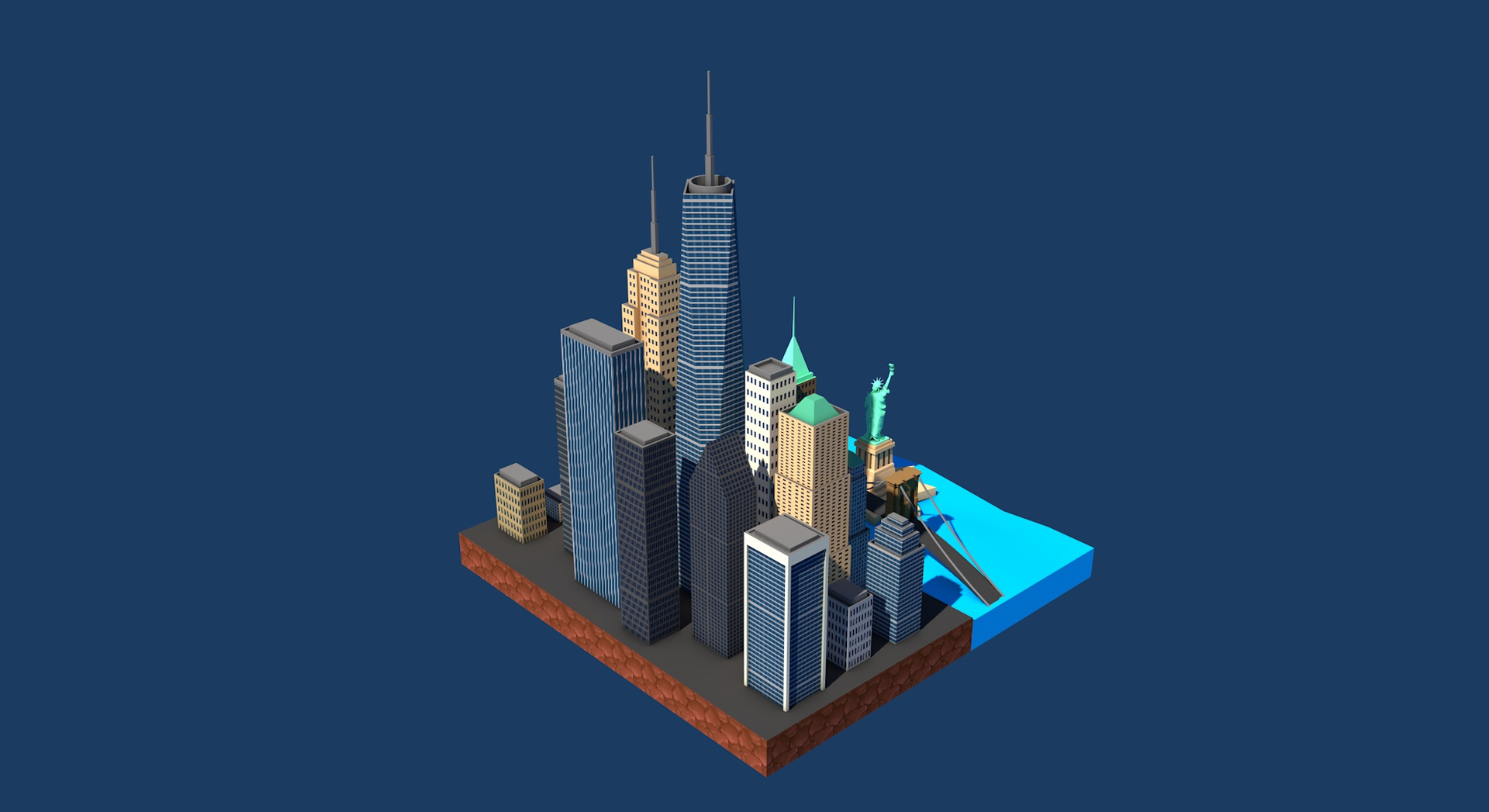 New York City Cartoon Low Poly Model - TurboSquid 2033079
