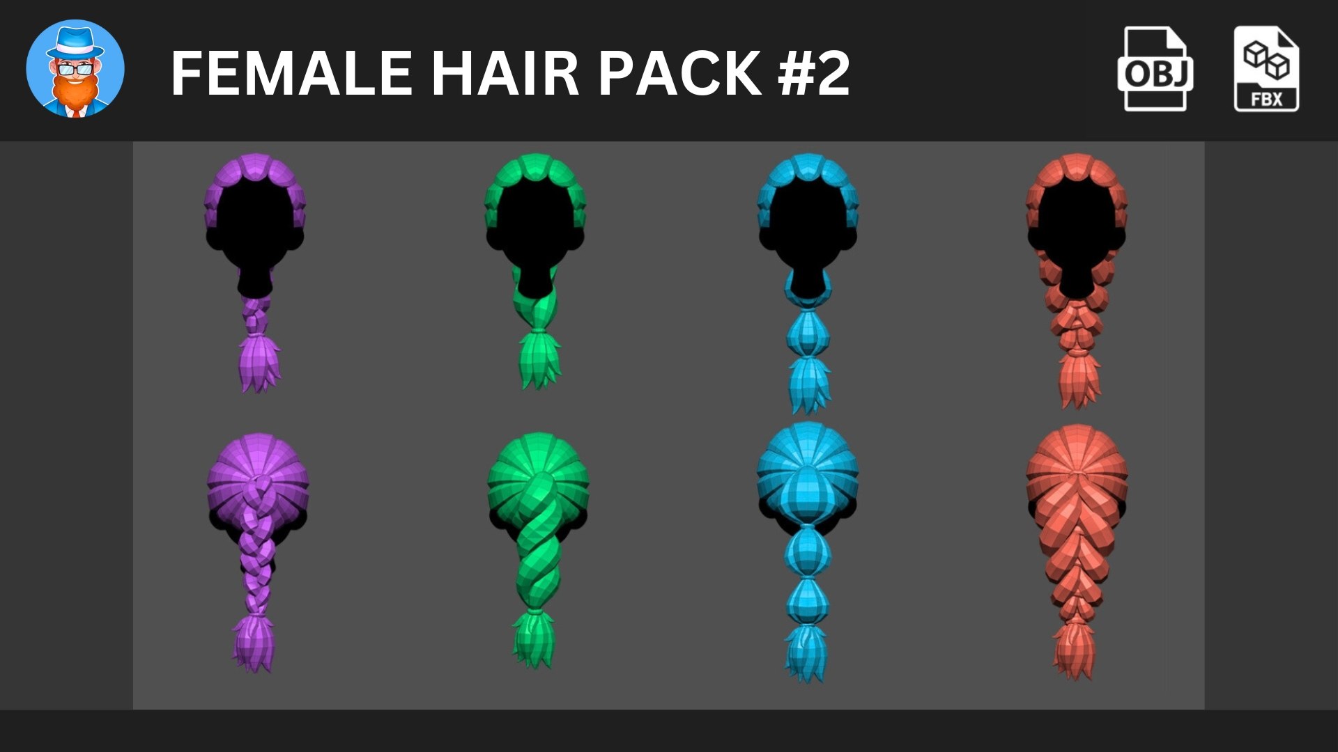 3D Female Hair Pack 2 - TurboSquid 2397158