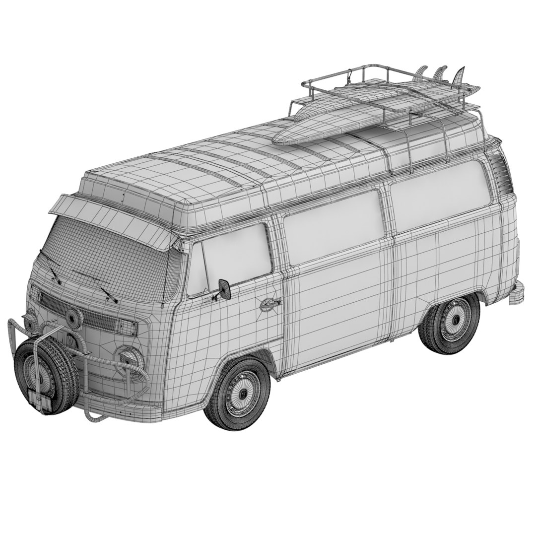 volkswagen t2 hippie van 3d model