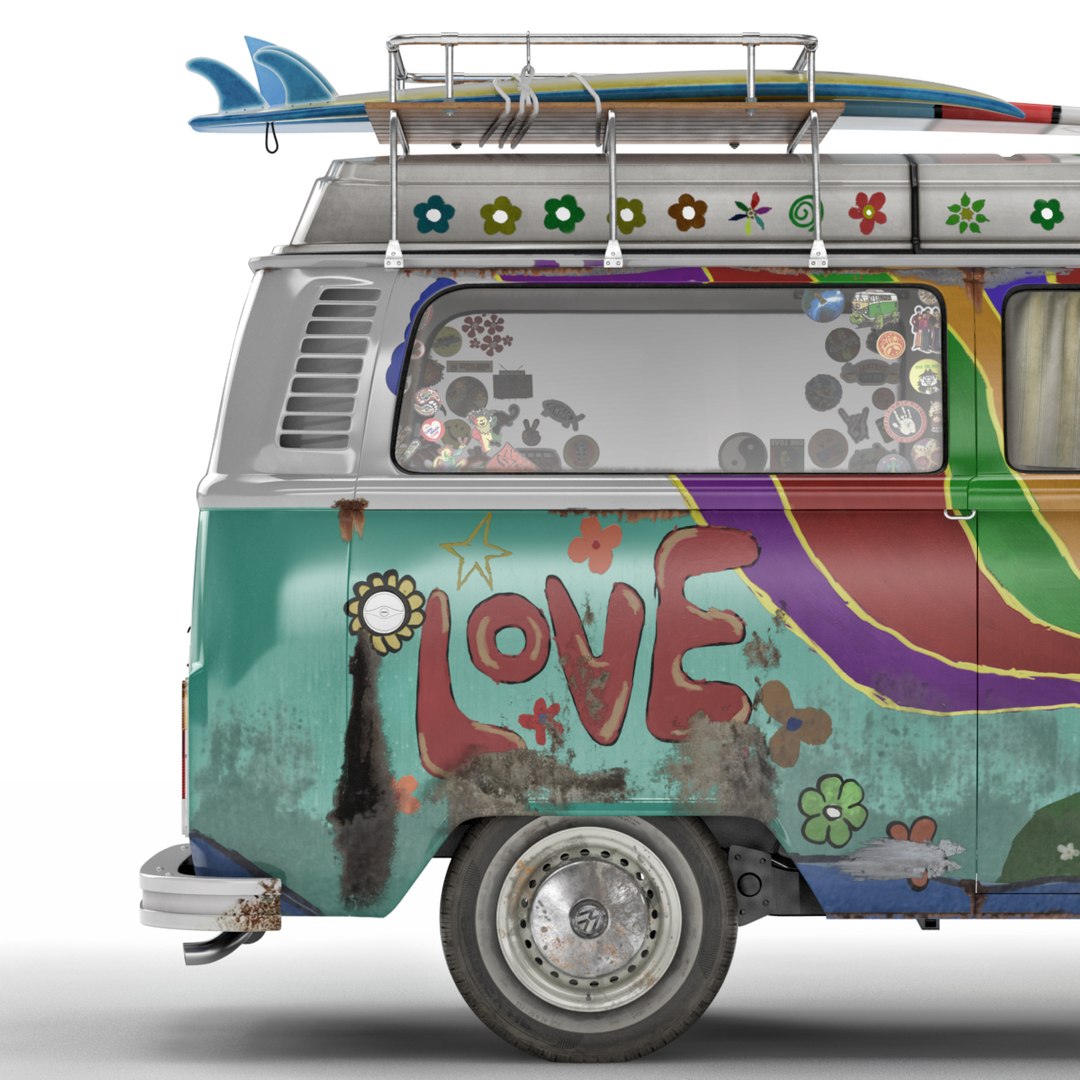 Volkswagen T2 Hippie Van 3d Model