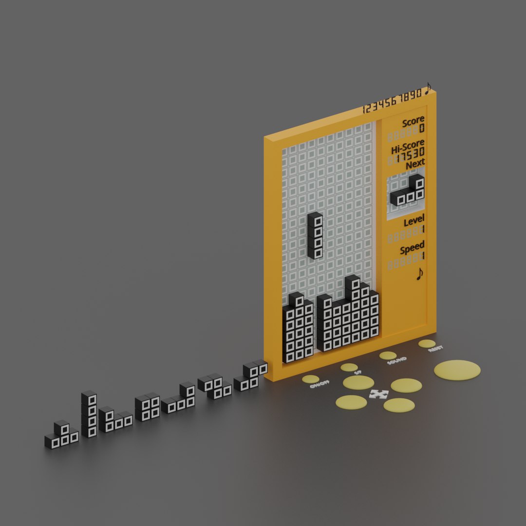 Cartoon Classic Tetris Bricks Scene 3D - TurboSquid 1859485