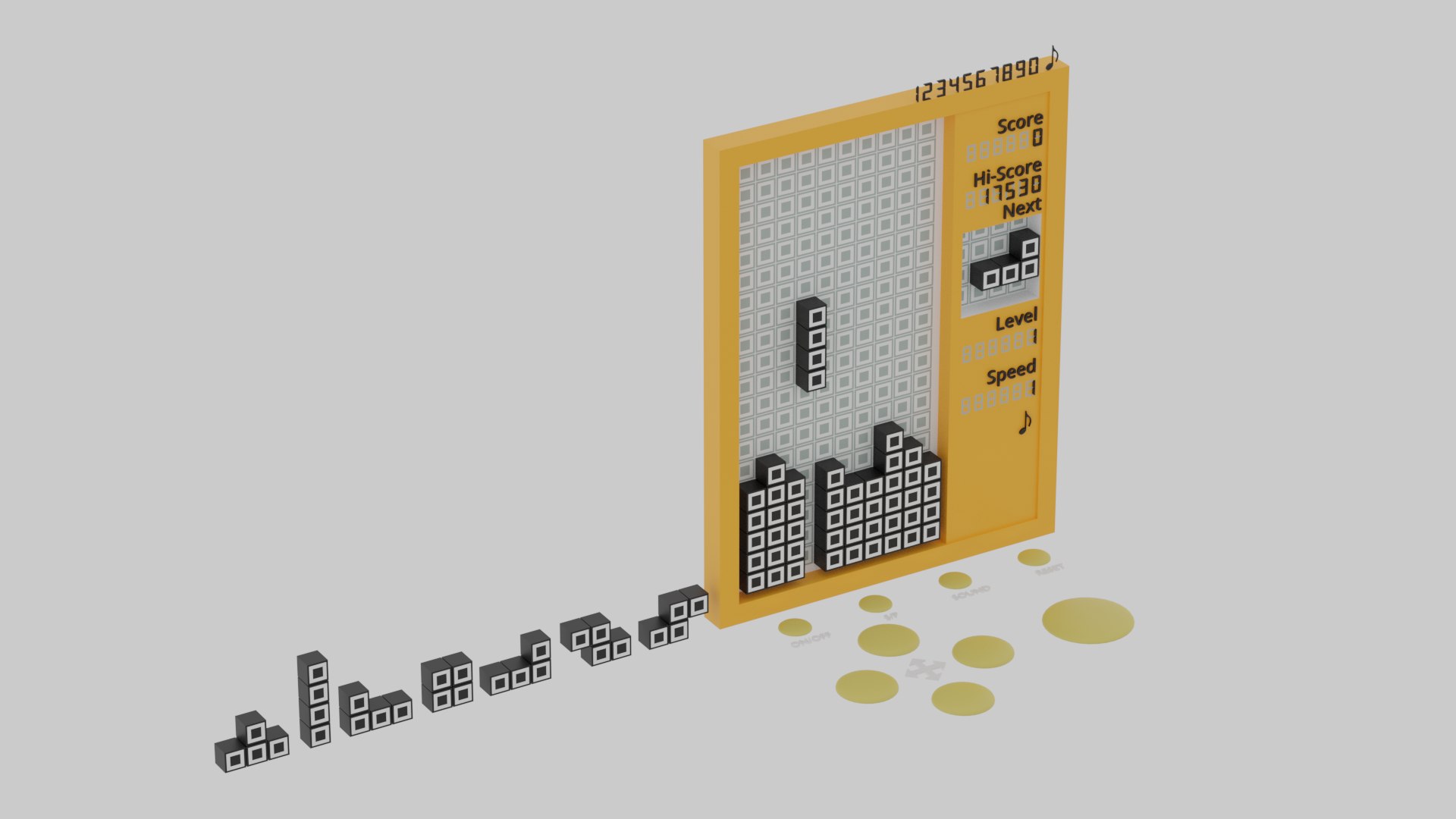Cartoon Classic Tetris Bricks Scene 3D - TurboSquid 1859485