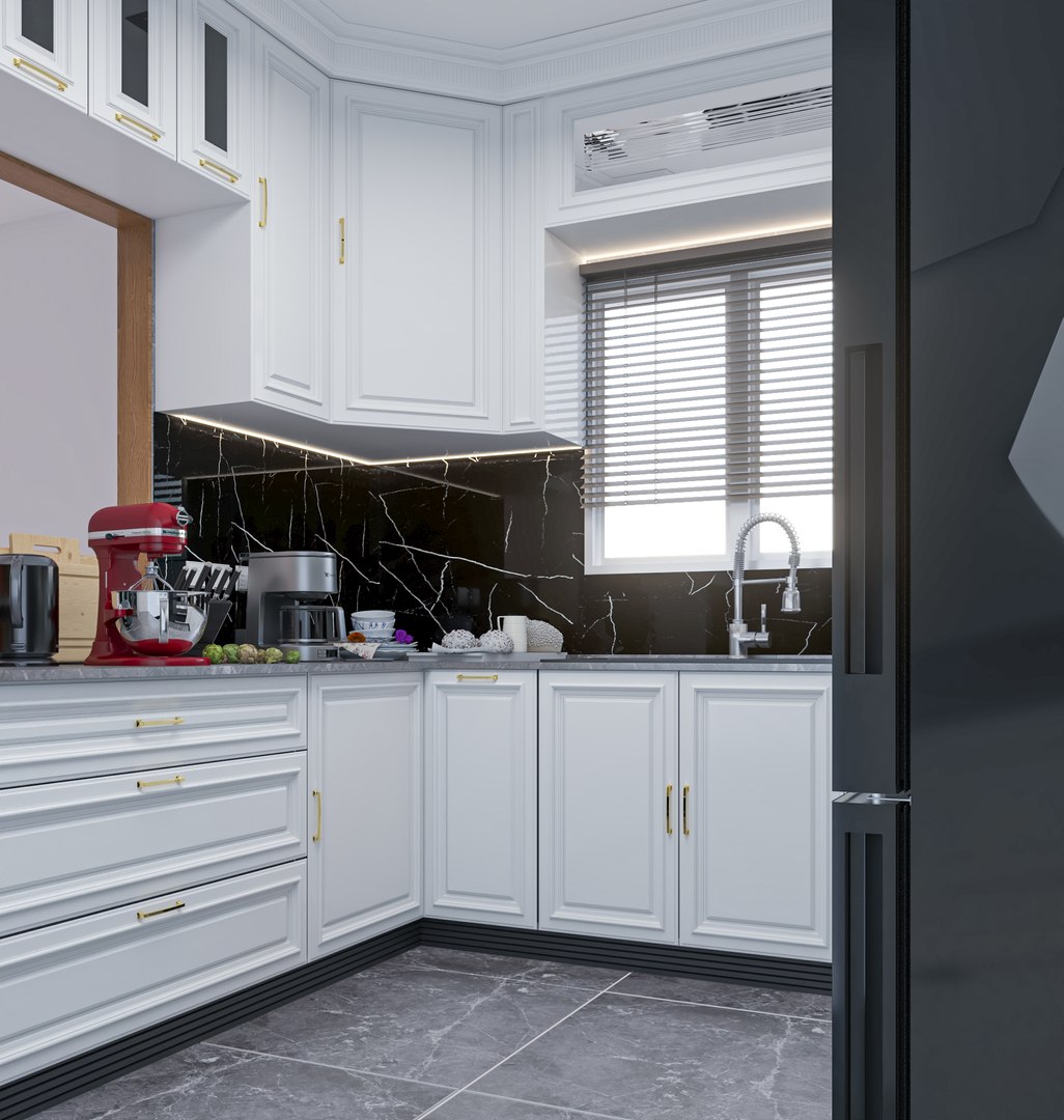 High Quality 3D Kitchen Detailed Cabinets Appliances Decor 3D Model ...