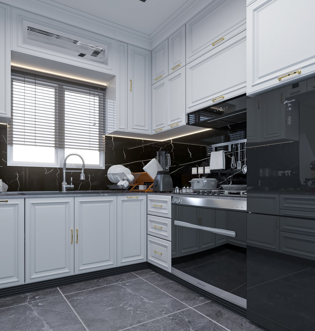 High Quality 3D Kitchen Detailed Cabinets Appliances Decor 3D Model ...