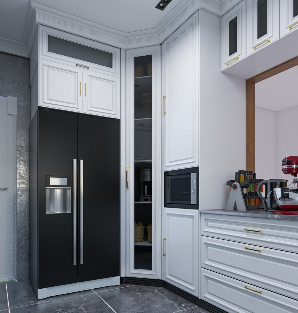 High Quality 3D Kitchen Detailed Cabinets Appliances Decor 3D Model ...