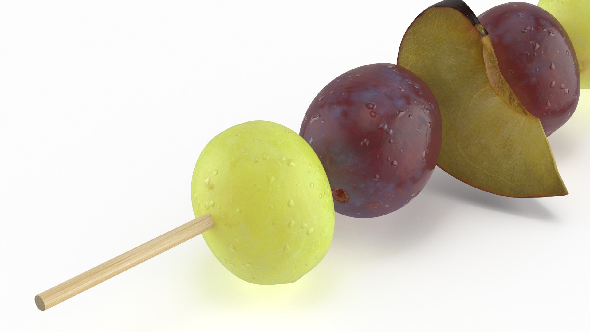 Grapes And Plump On Bamboo Skewer 3D Model - TurboSquid 2381250