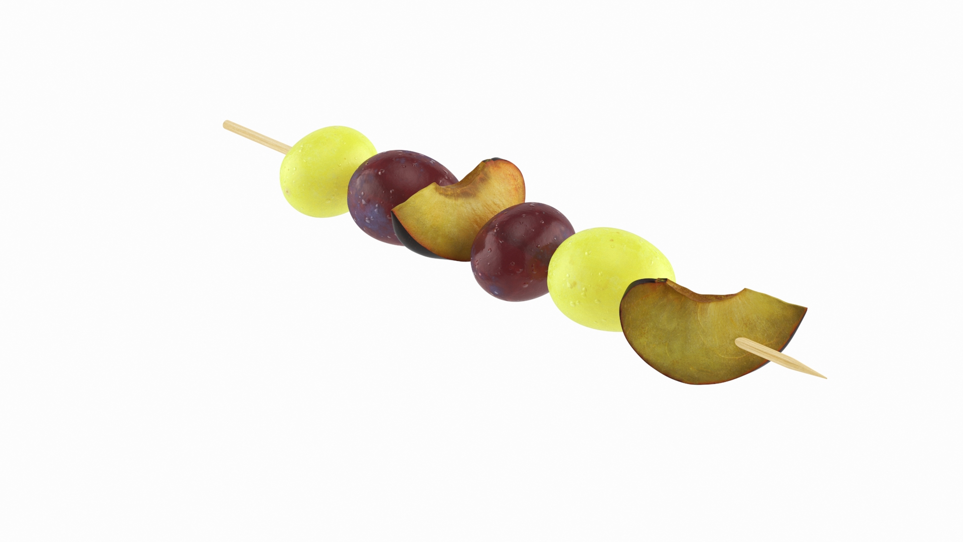 Grapes And Plump On Bamboo Skewer 3D Model - TurboSquid 2381250