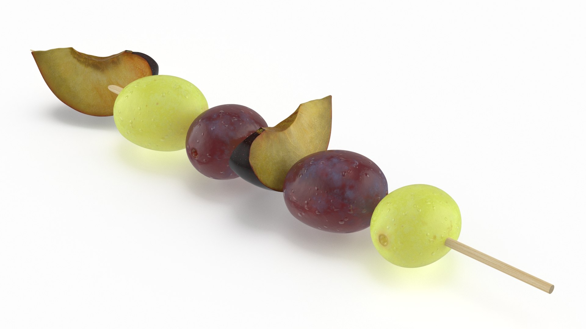 Grapes And Plump On Bamboo Skewer 3D Model - TurboSquid 2381250