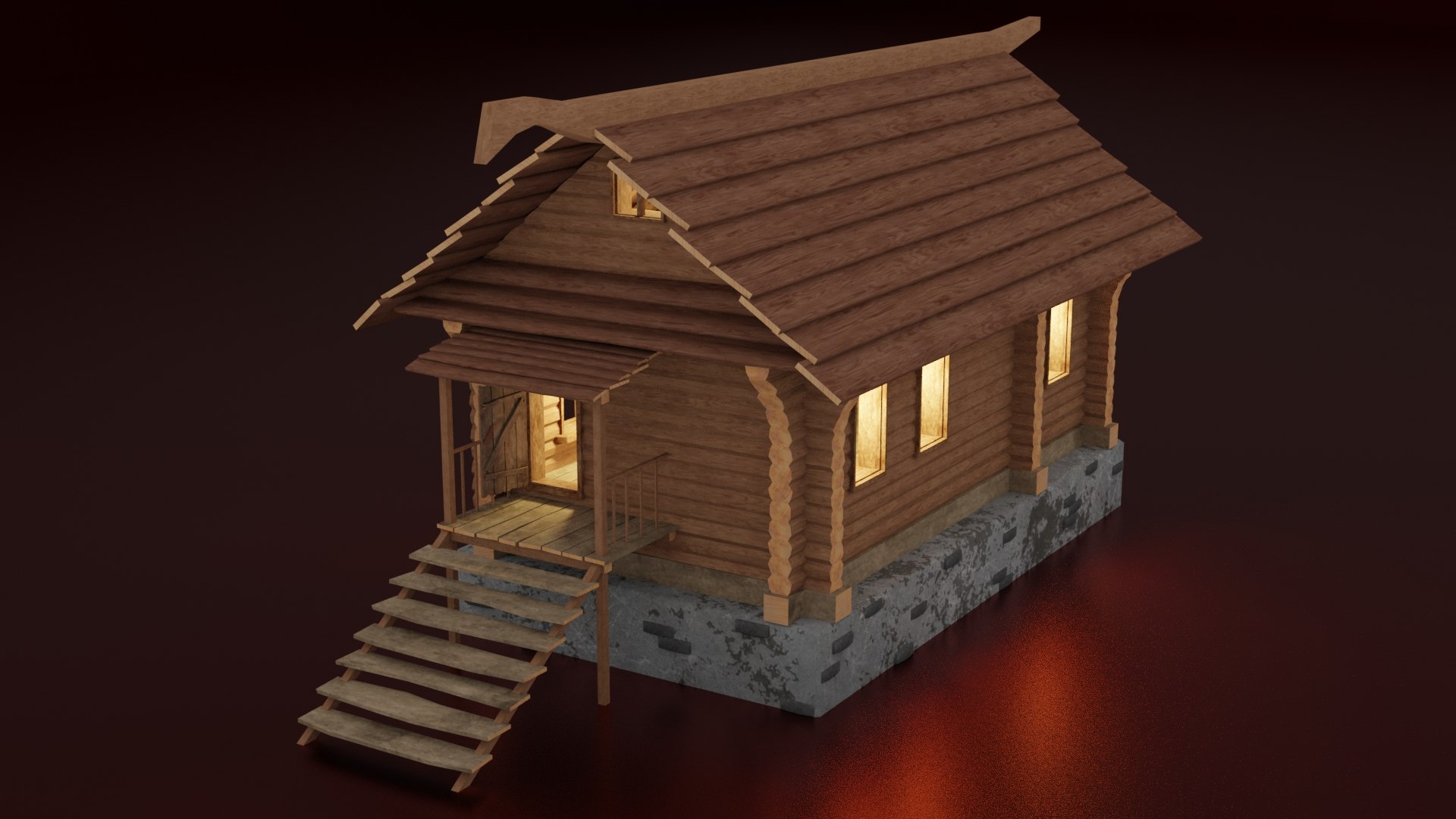 3D Model Wooden Hut - TurboSquid 1595413