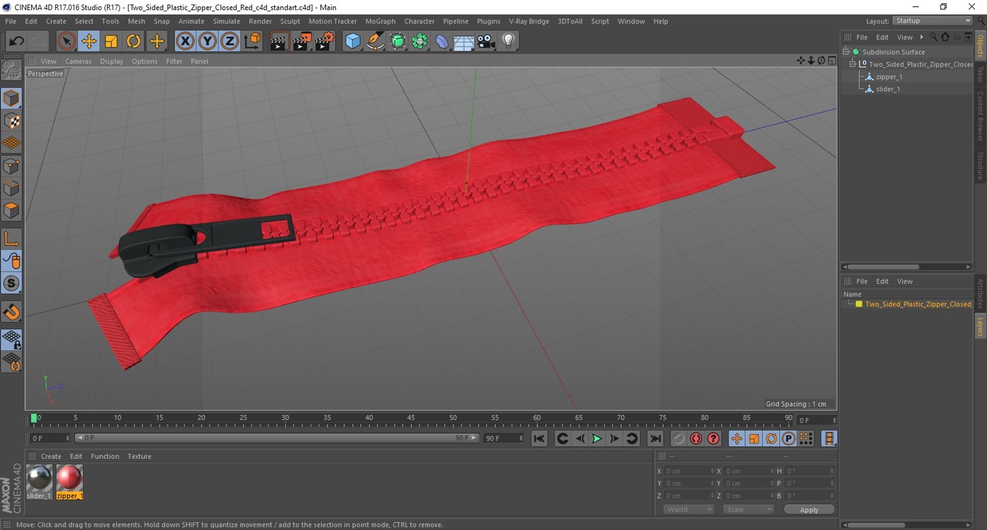 Two Sided Plastic Zipper Closed Red 3D Model - TurboSquid 1793865