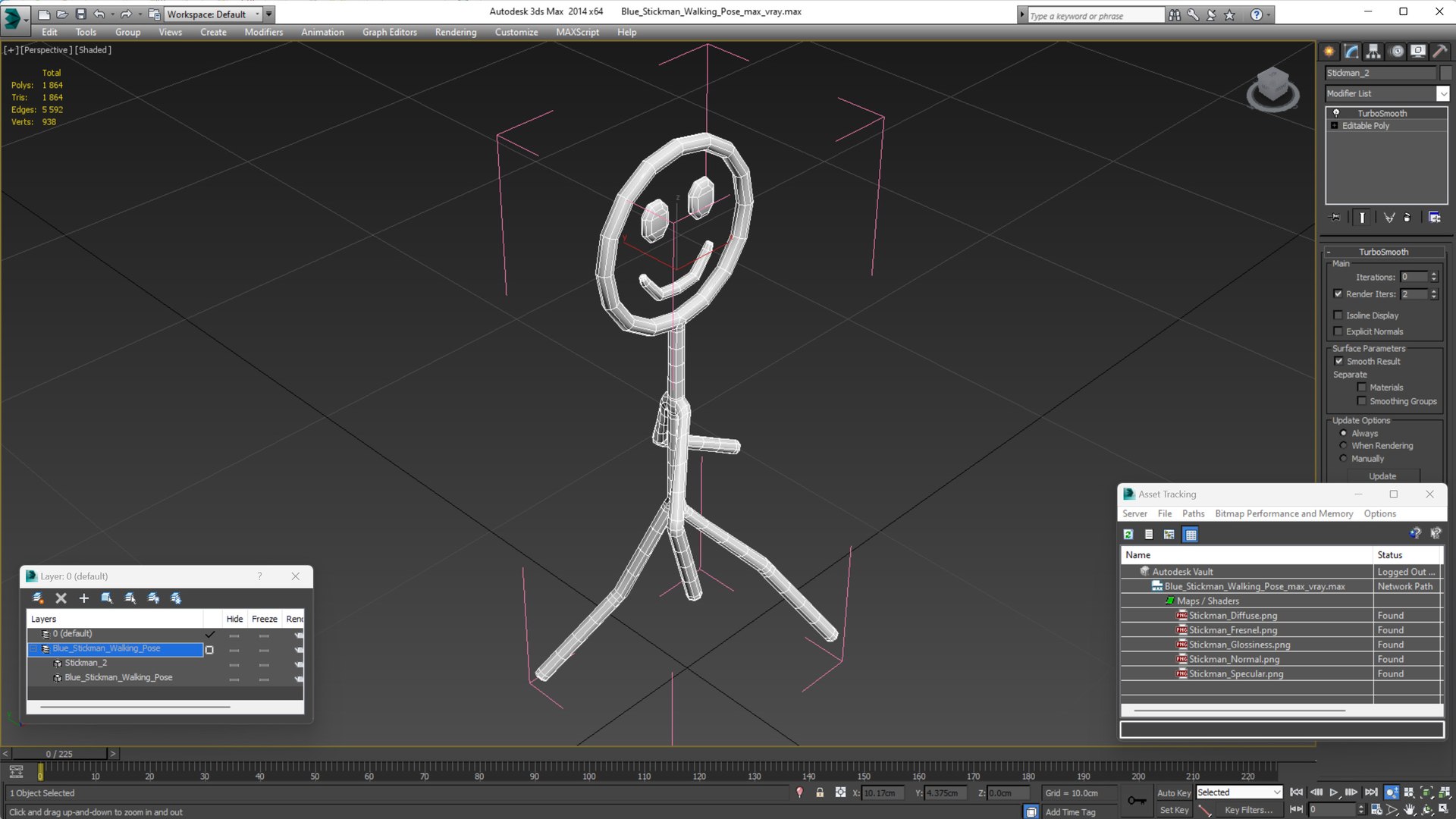 3D Blue Stickman Walking Pose model - TurboSquid 2086200