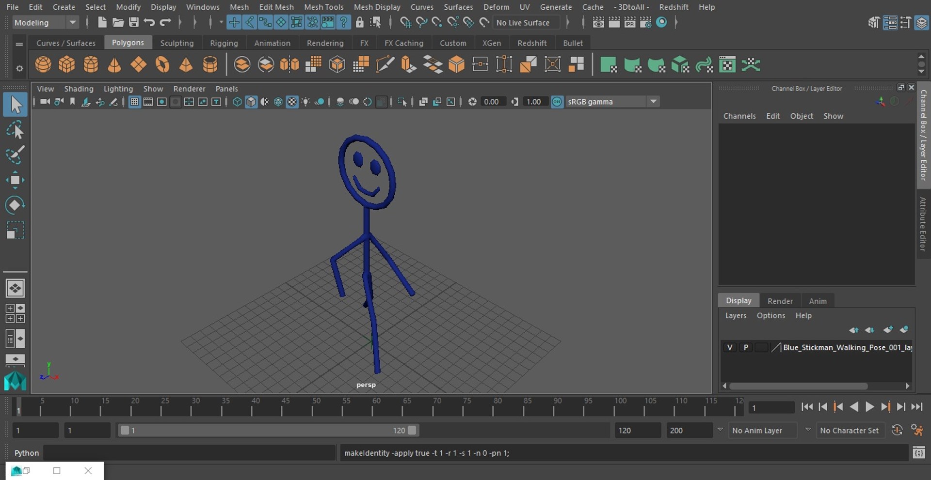 3D Blue Stickman Walking Pose model - TurboSquid 2086200