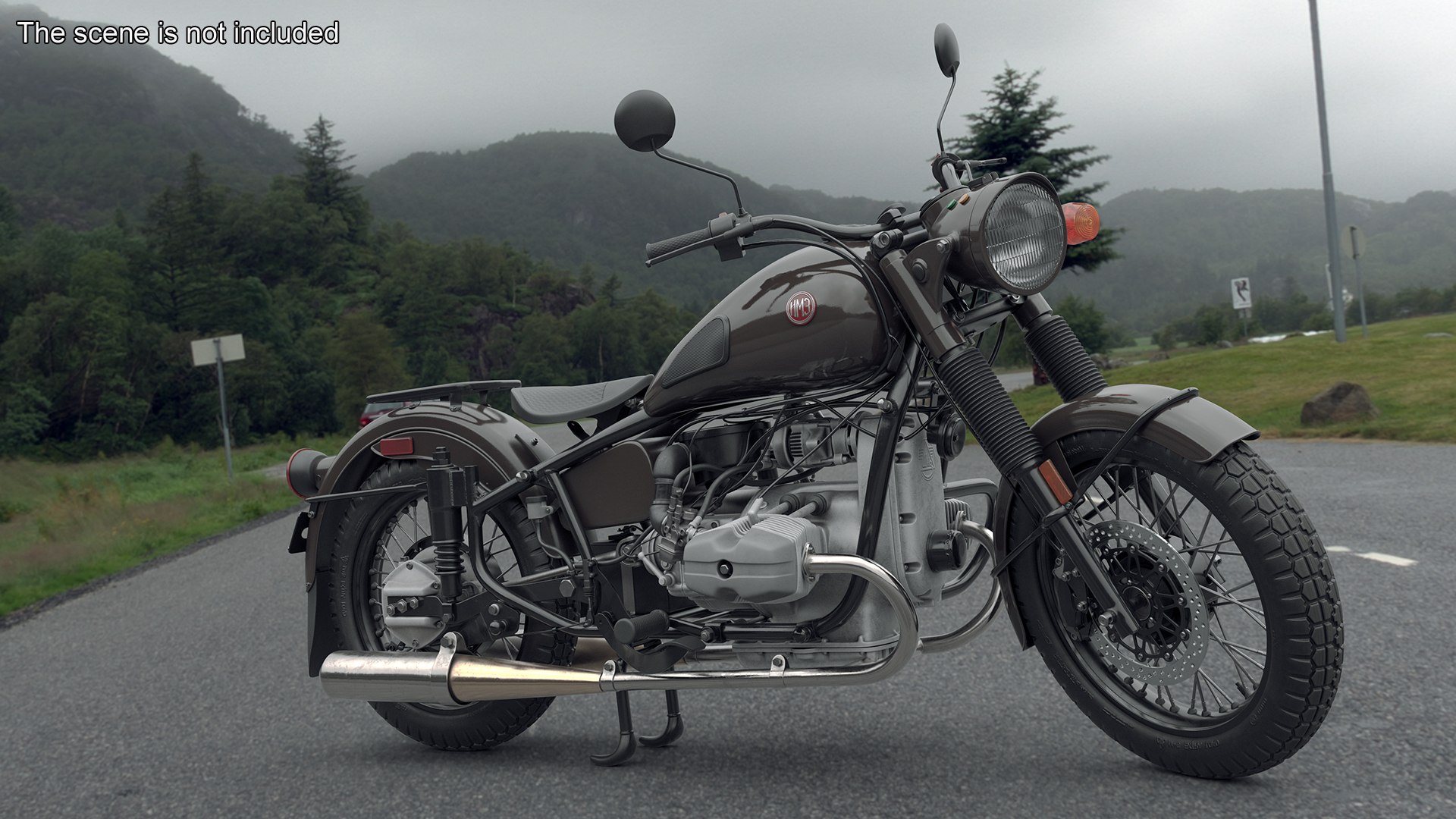 3D Model Brown Motorcycle Ural M70 - TurboSquid 2402376