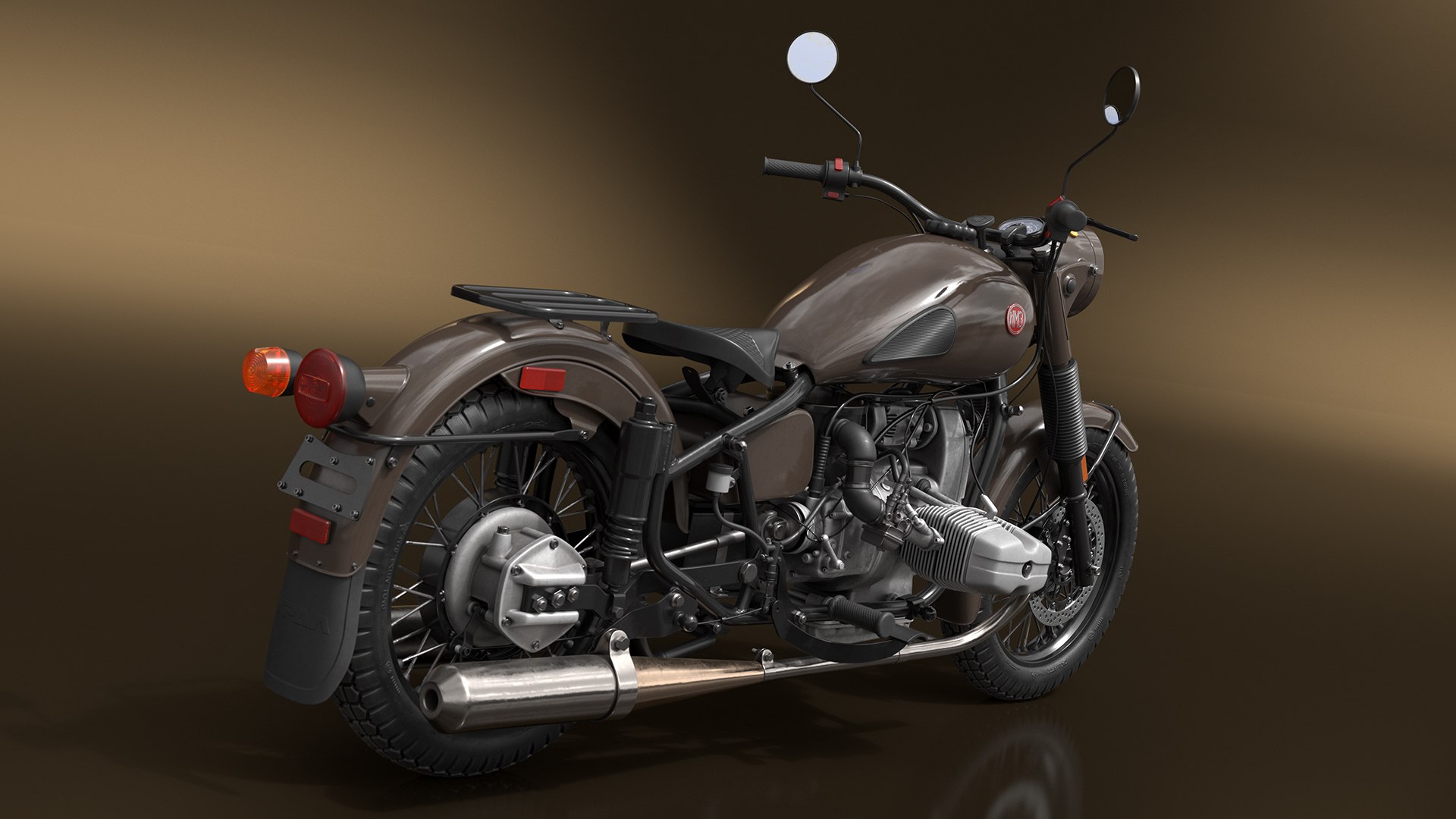 3D Model Brown Motorcycle Ural M70 - TurboSquid 2402376