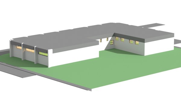 3D one-storey public building - TurboSquid 1837846