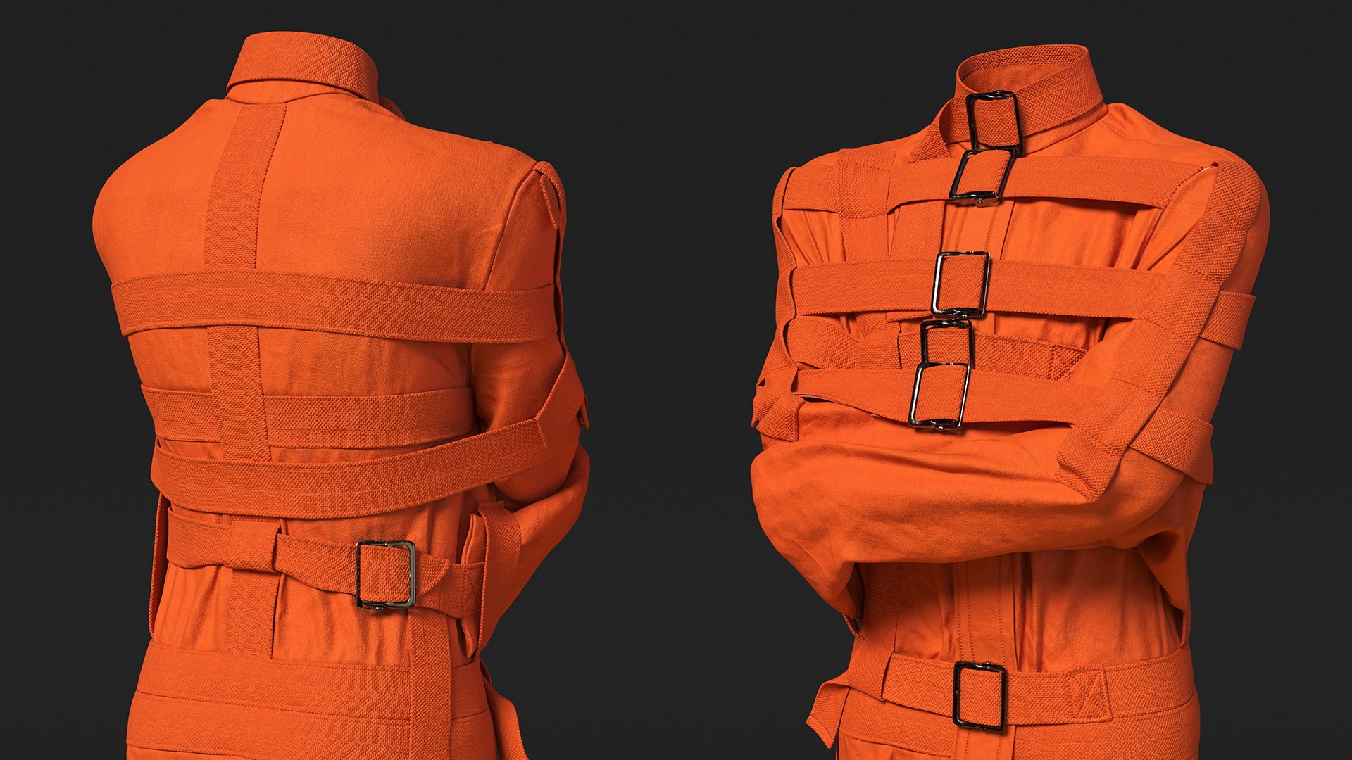 3D Model Straitjacket Restraint Apparel Orange - TurboSquid 2291275