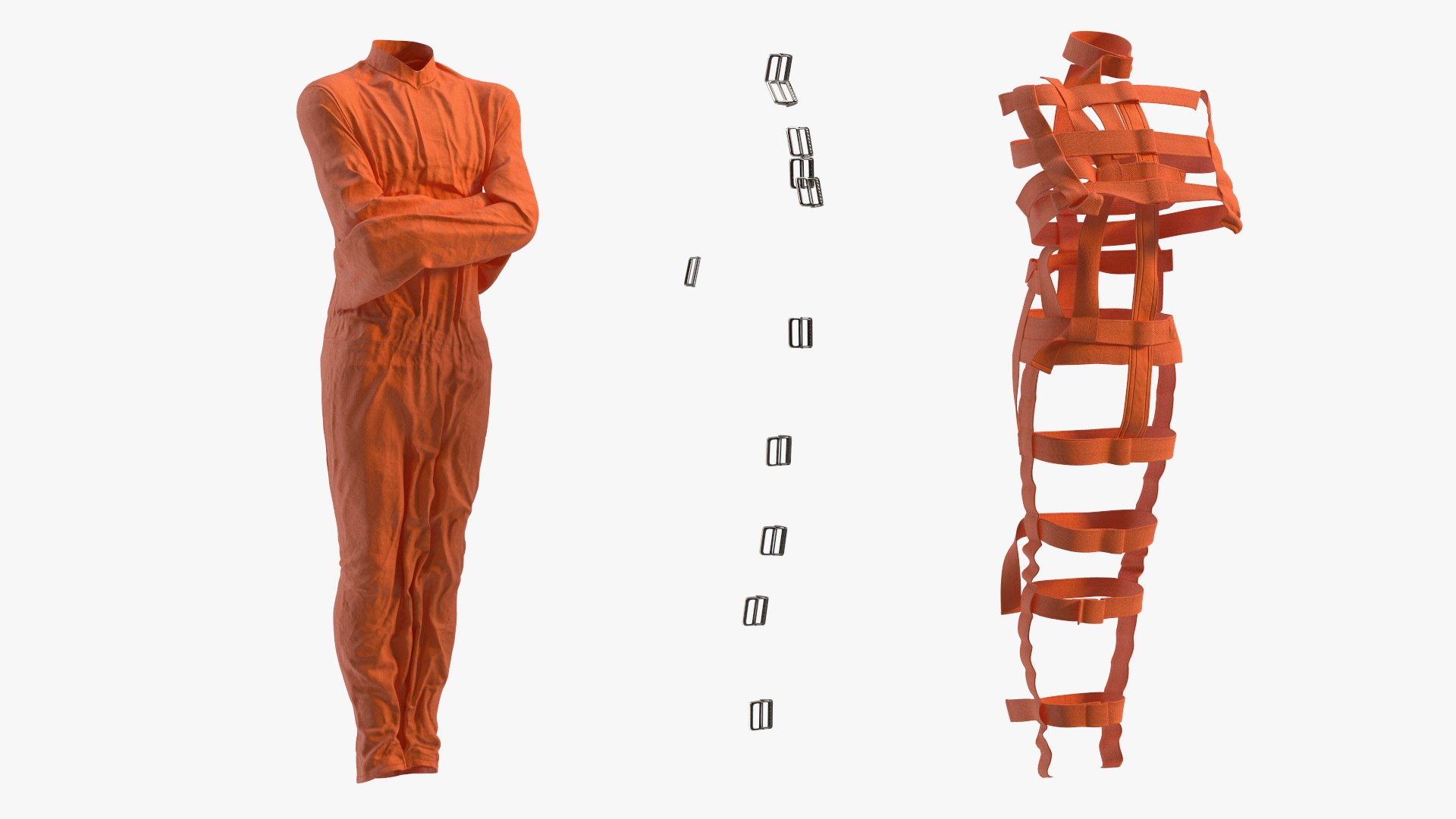 3D Model Straitjacket Restraint Apparel Orange - TurboSquid 2291275
