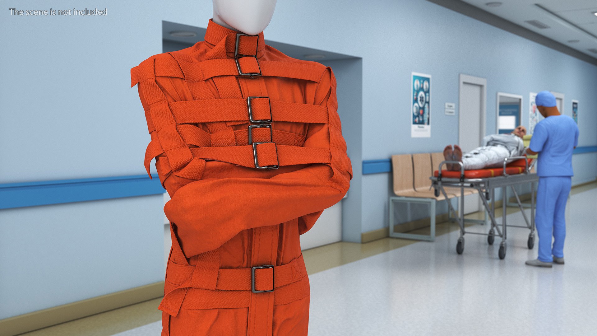 3D Model Straitjacket Restraint Apparel Orange - TurboSquid 2291275