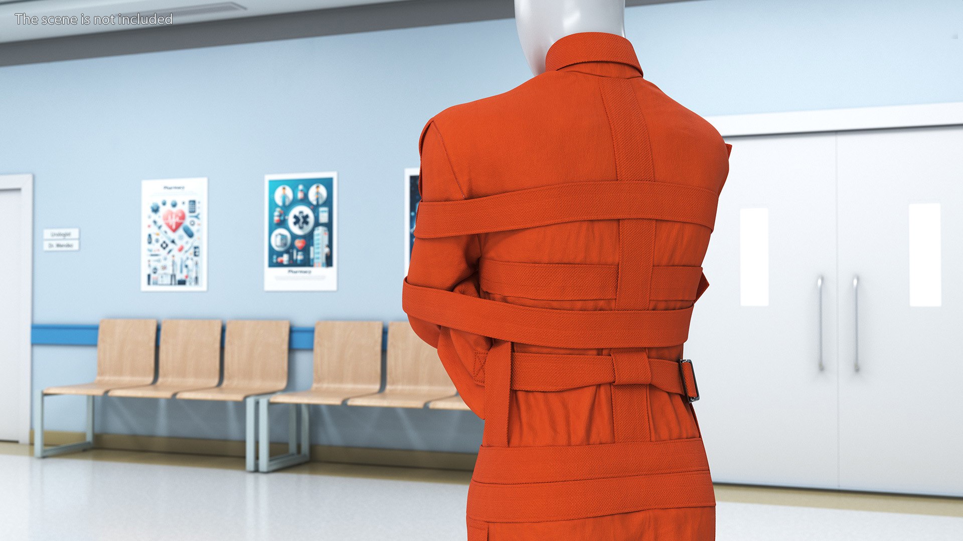 3D Model Straitjacket Restraint Apparel Orange - TurboSquid 2291275