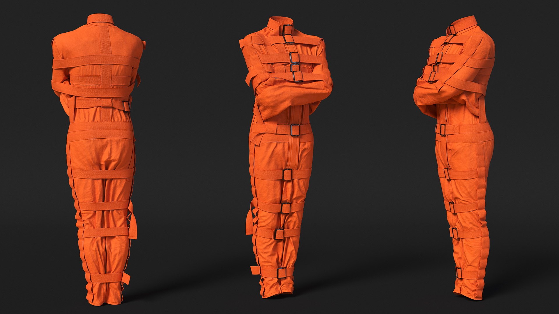 3D Model Straitjacket Restraint Apparel Orange - TurboSquid 2291275