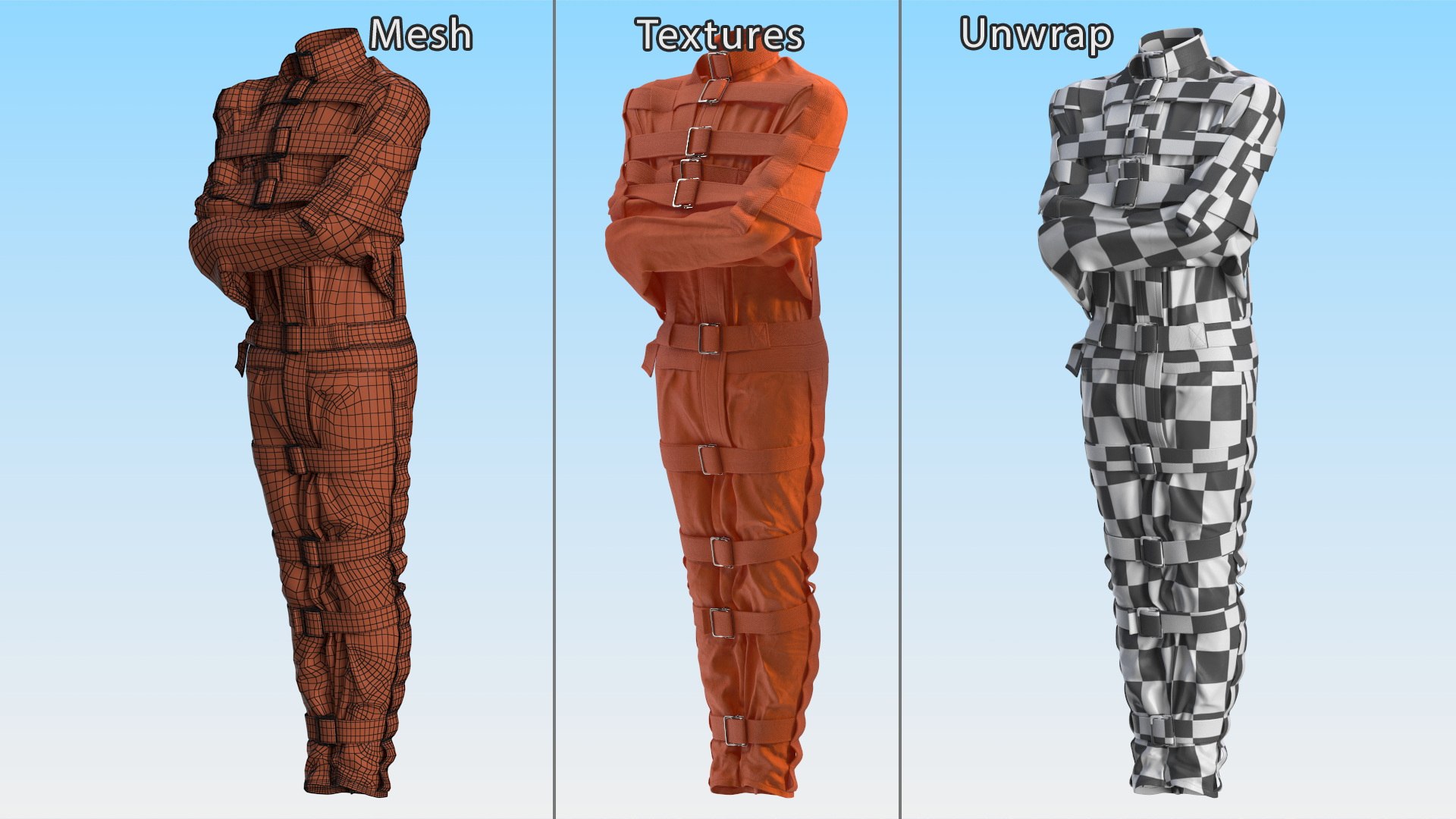 3D Model Straitjacket Restraint Apparel Orange - TurboSquid 2291275