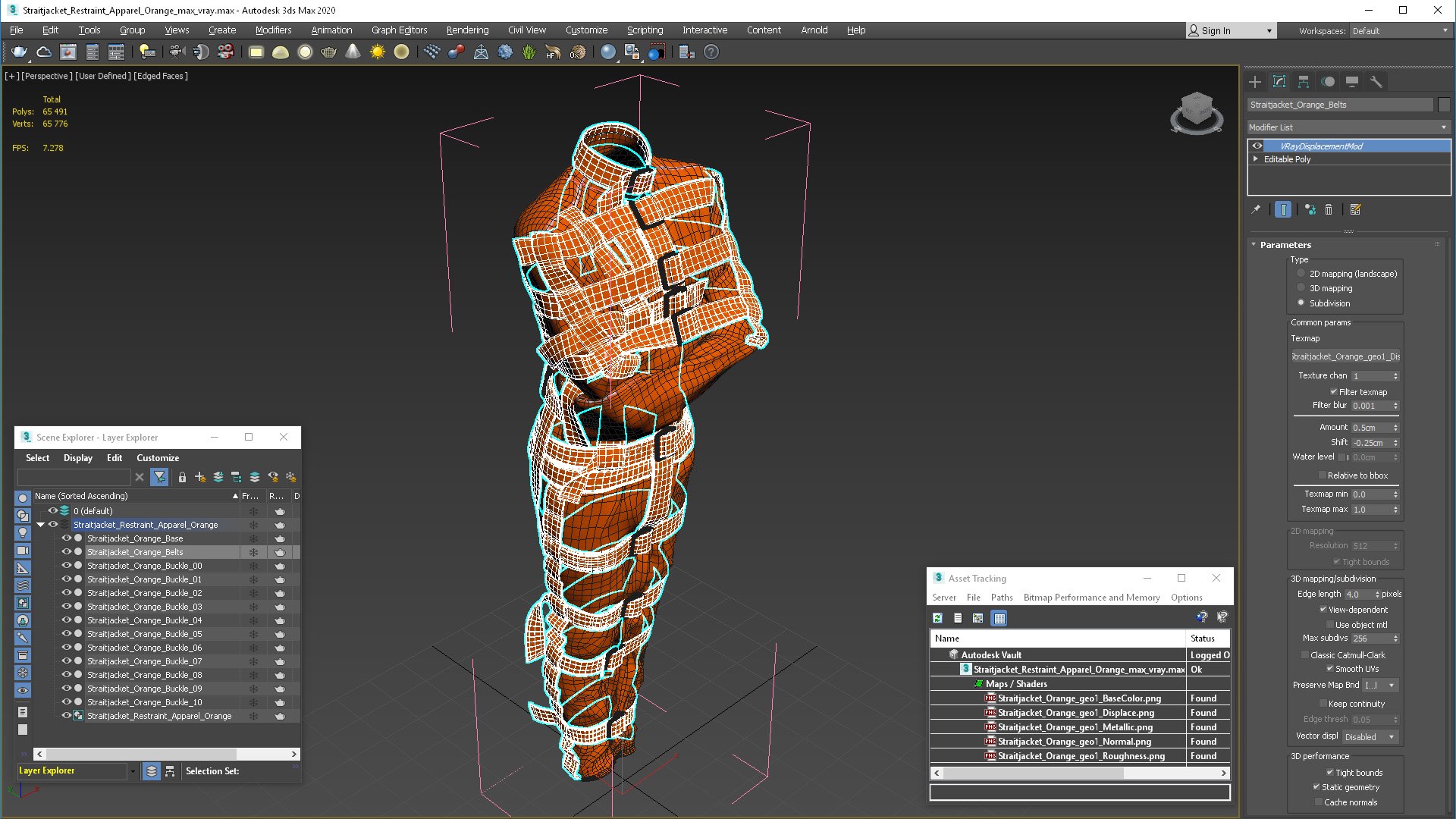 3D Model Straitjacket Restraint Apparel Orange - TurboSquid 2291275