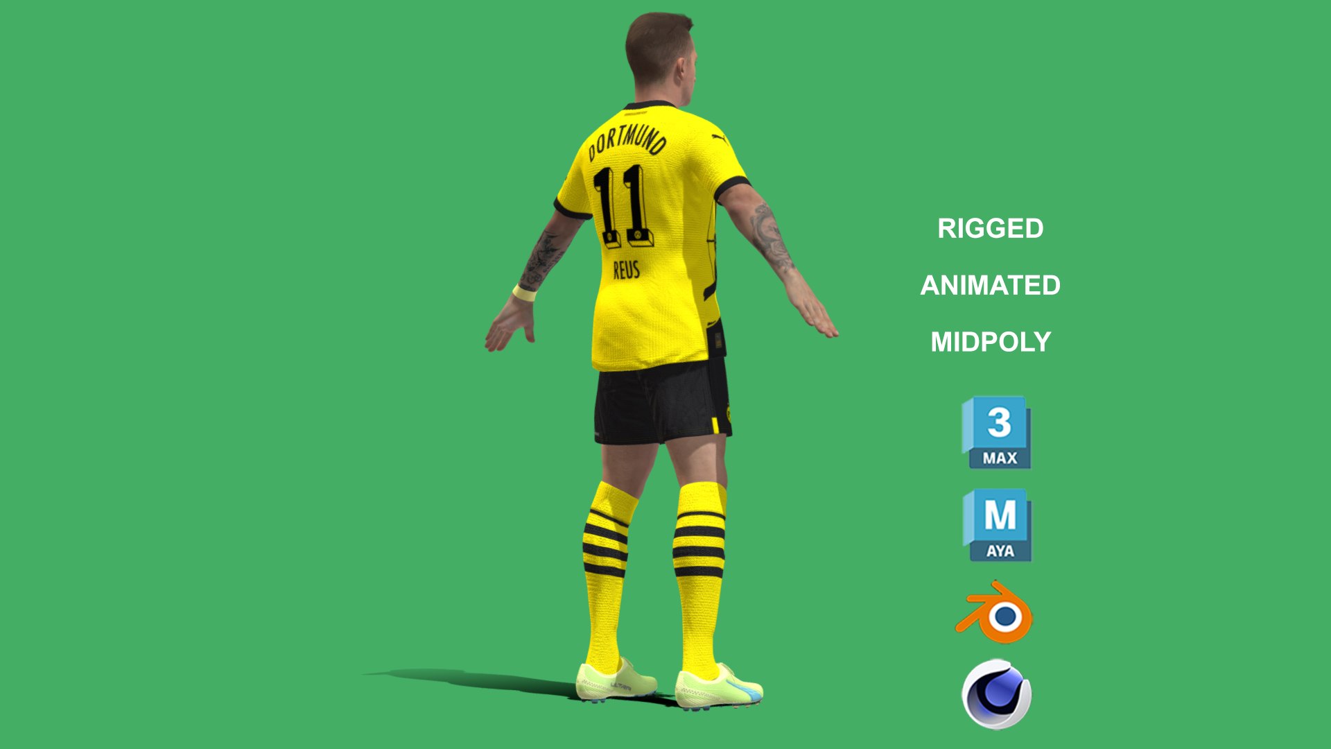 3D Rigged Marcos Reus Borussia Dortmund 2024 - TurboSquid 2119769
