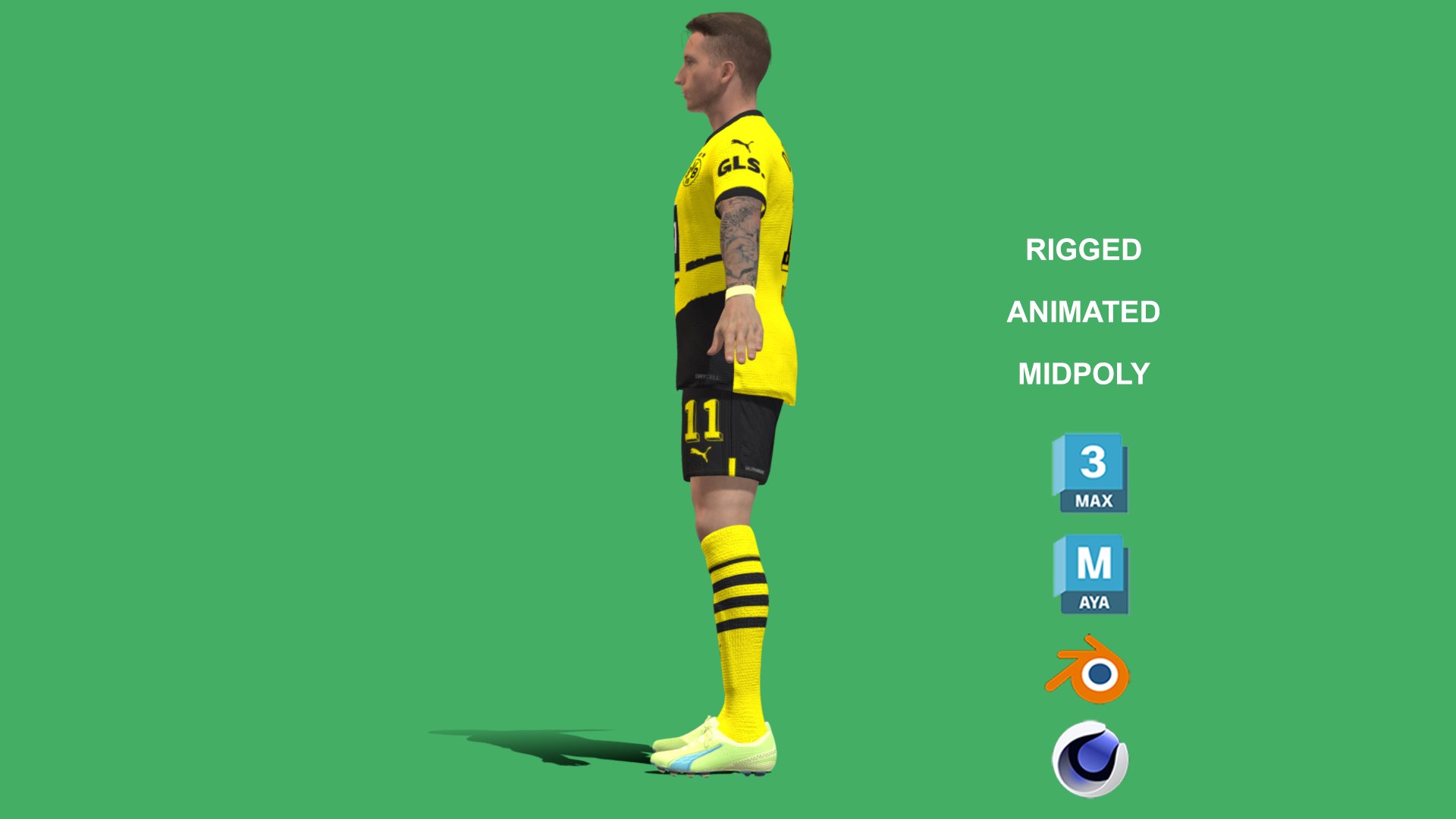 3D Rigged Marcos Reus Borussia Dortmund 2024 - TurboSquid 2119769