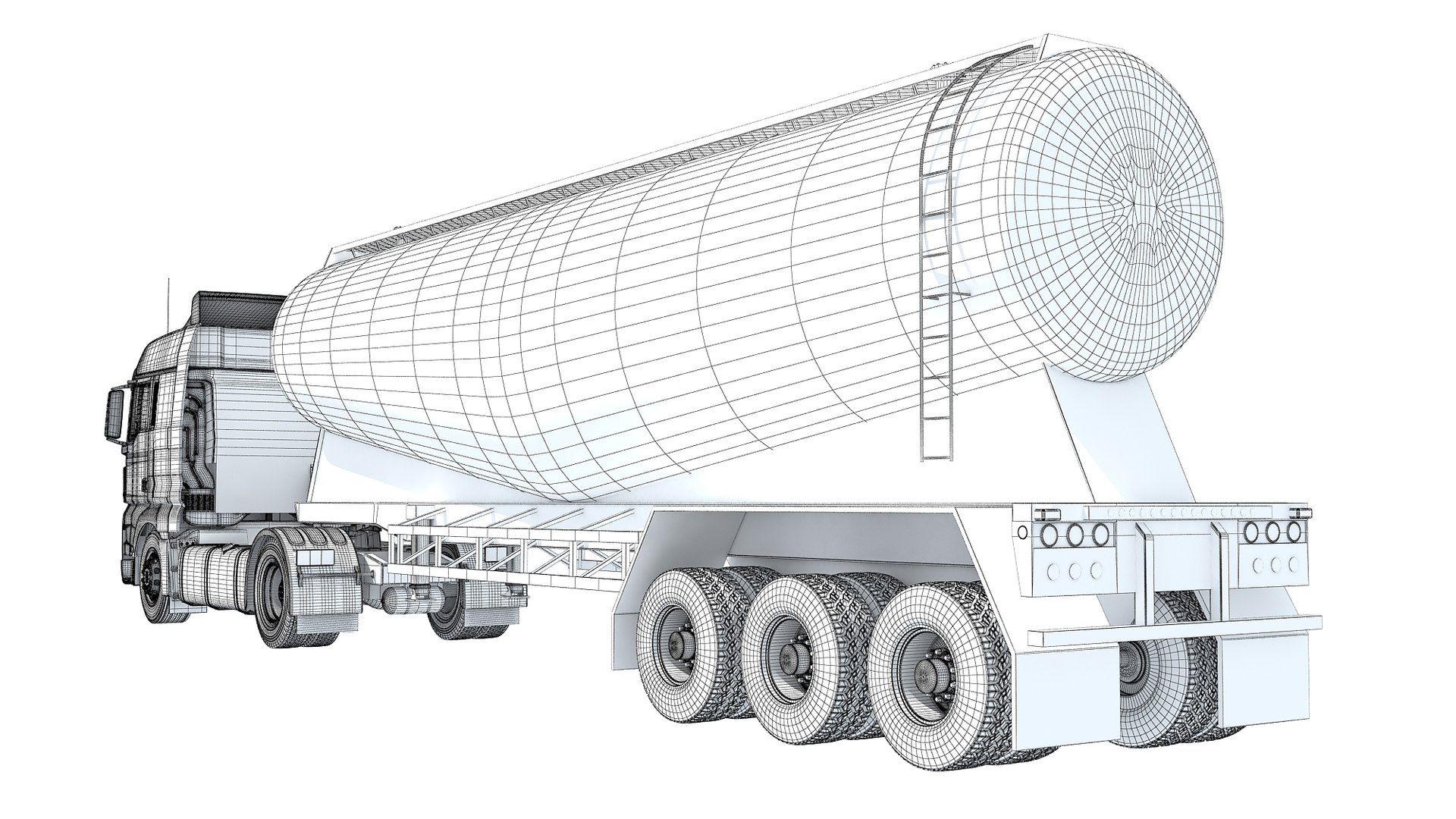 Truck With Tank Trailer 3D Model - TurboSquid 1822680