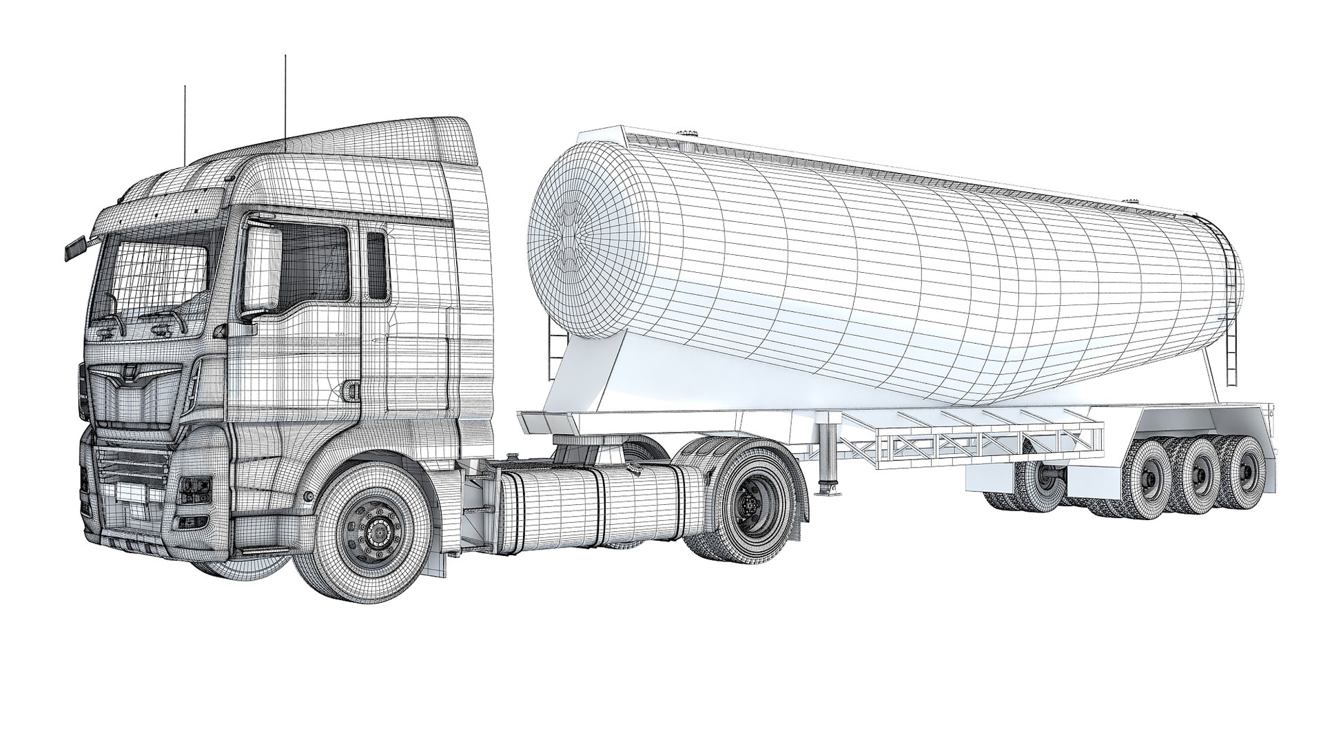 Truck With Tank Trailer 3D Model - TurboSquid 1822680