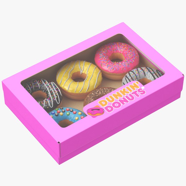 Plantilla De Caja De Dunkin Donuts Modelo 3d Dunkin Donuts Detallados