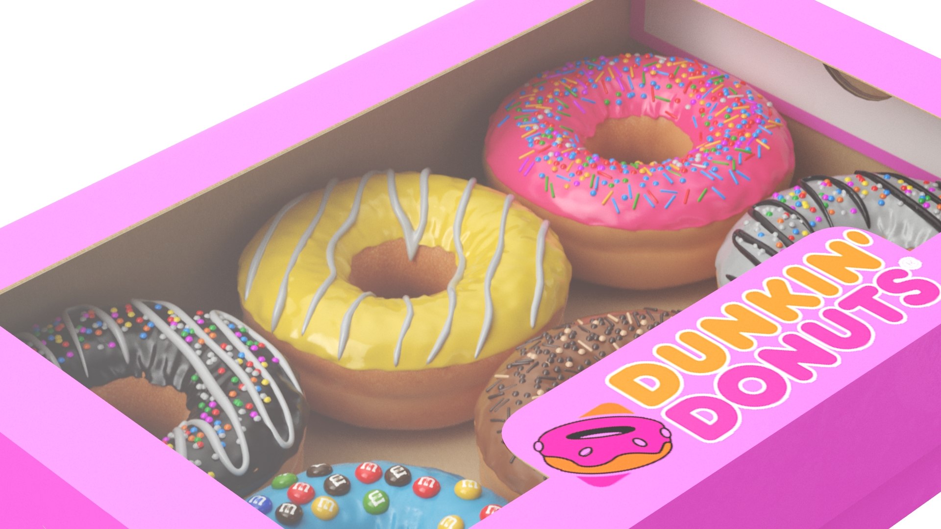 3D Detailed Dunkin Donuts Box - TurboSquid 2219647