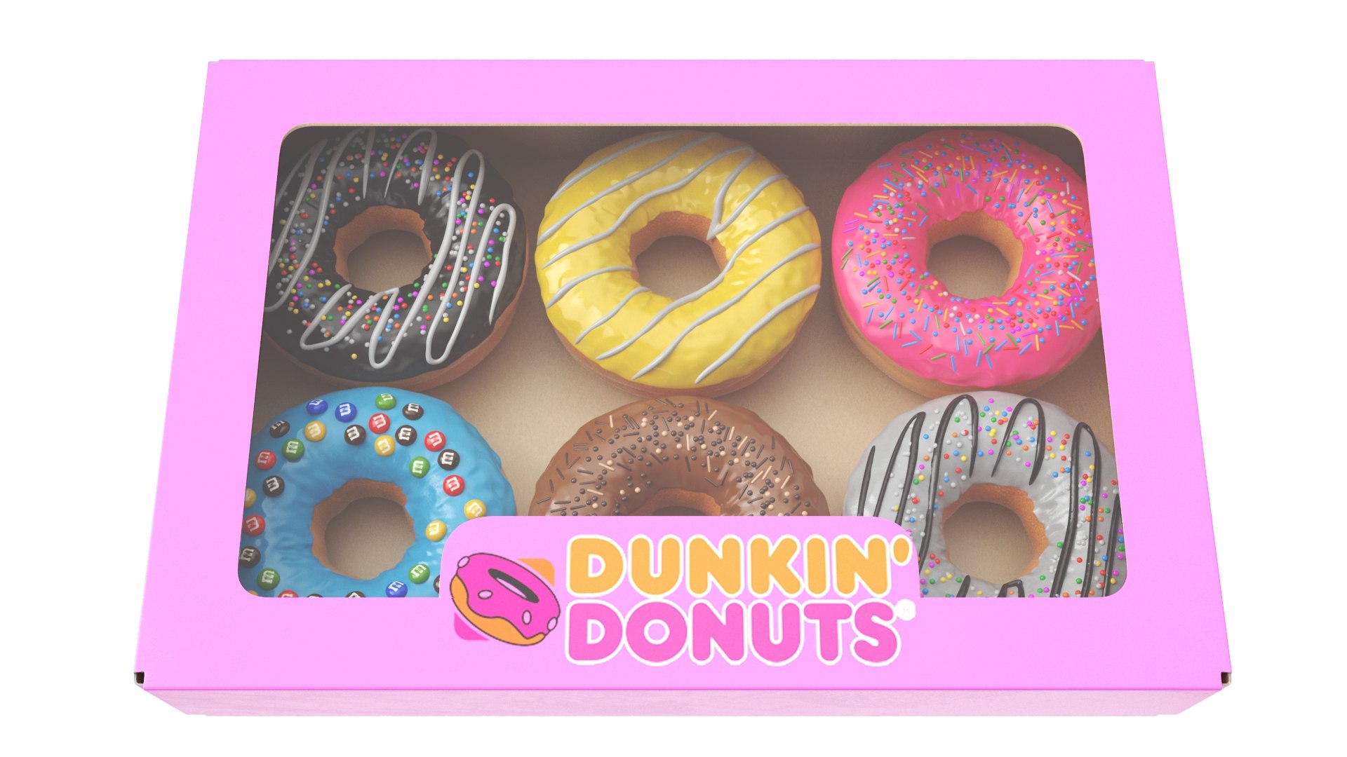 3D Detailed Dunkin Donuts Box - TurboSquid 2219647